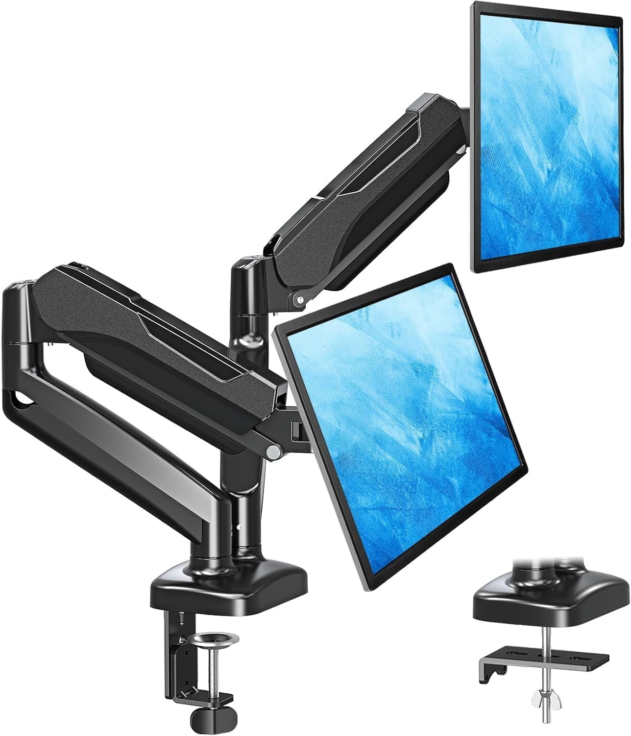 Dual Monitor Stand for Desk, Gas Spring Monitor Arms for 2 Monitors 32 ...