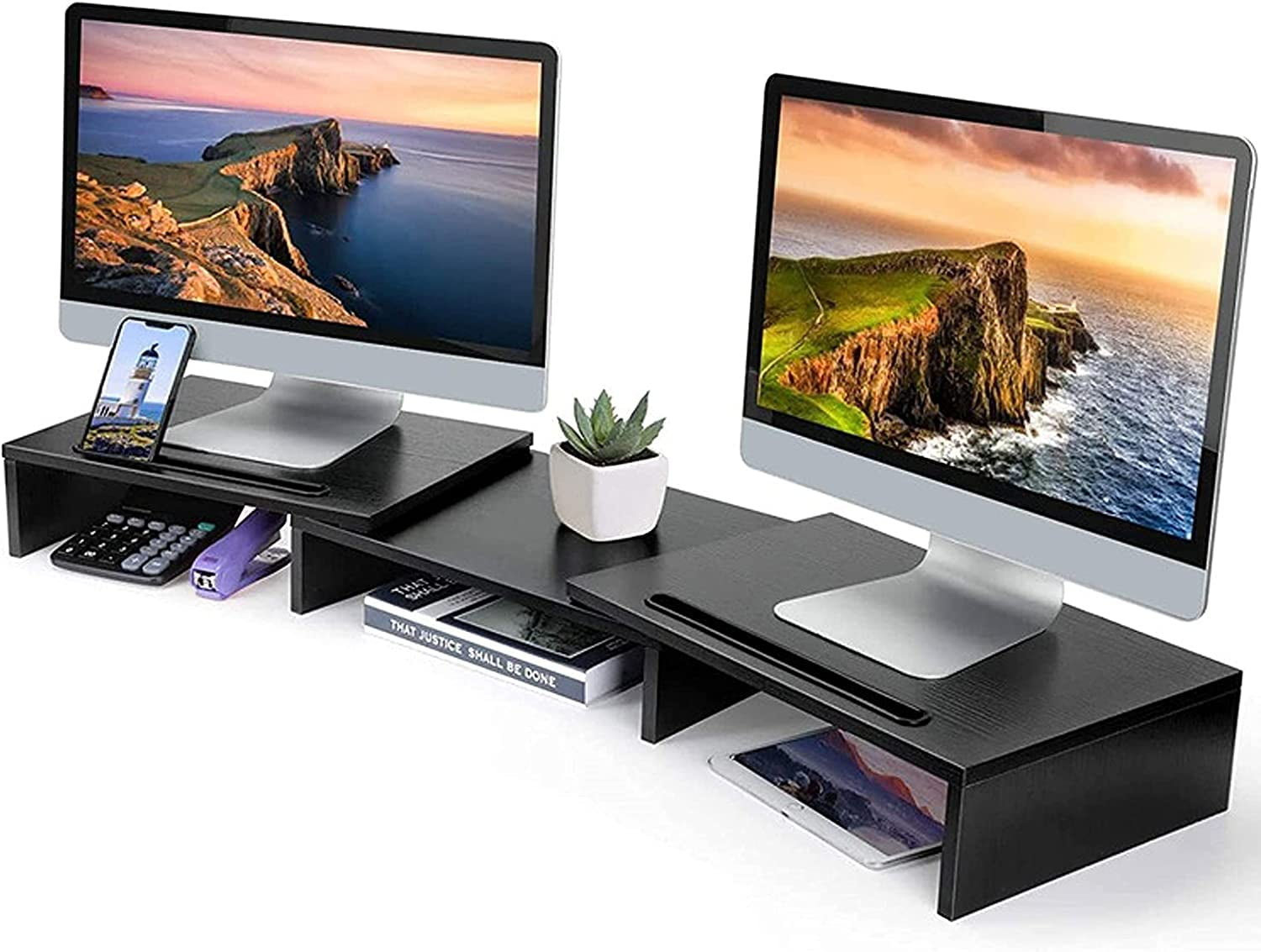 Dual Monitor Stand ,Double Monitor Riser for PC,Computer, Laptop and ...