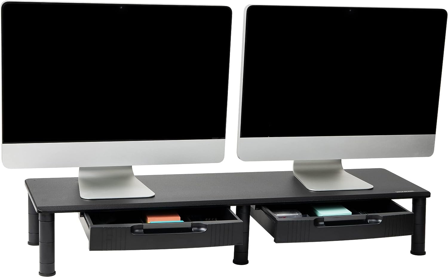 Dual Monitor Stand, Height Adjustable, Desktop Organizer, Laptop Riser ...