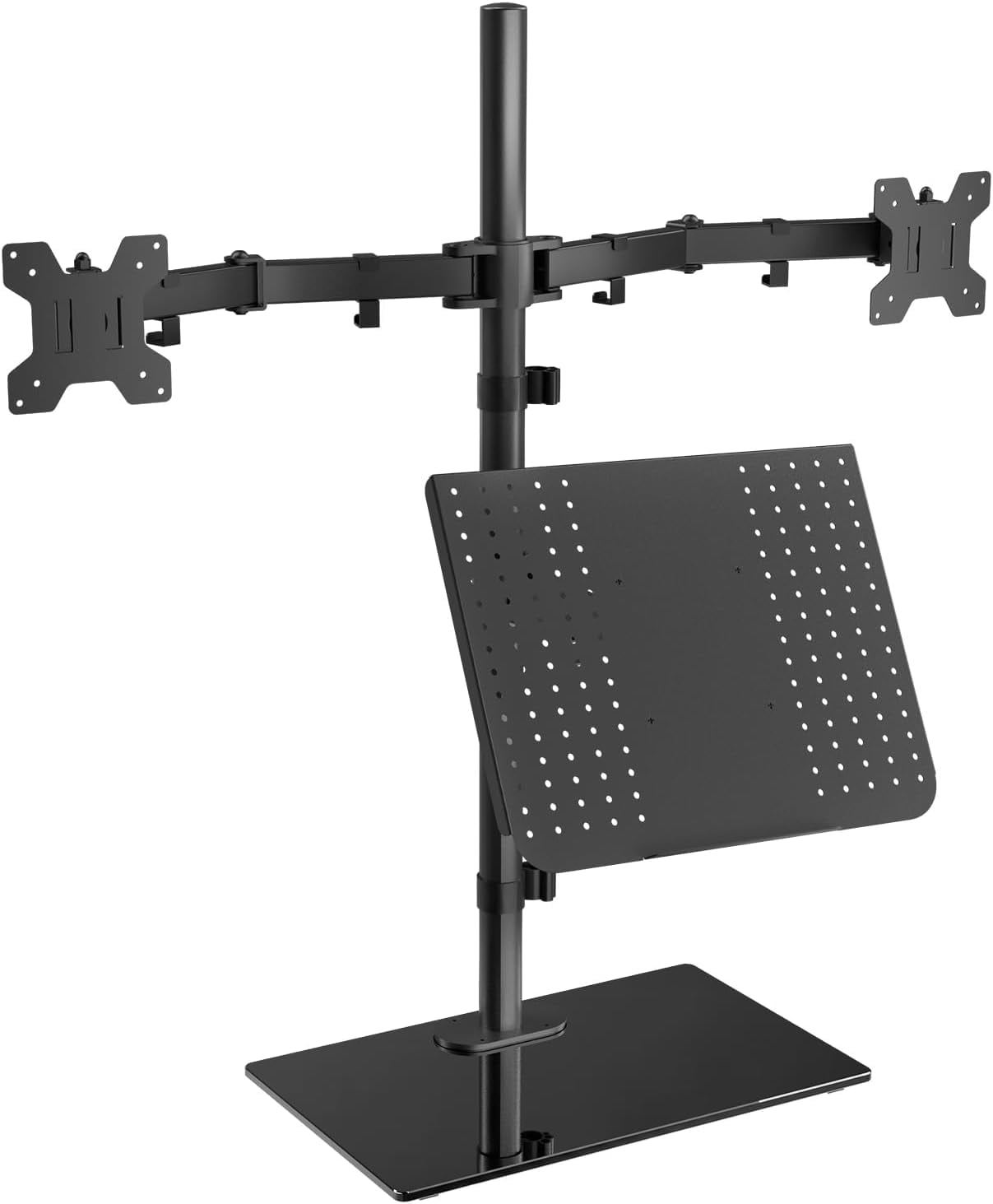Dual Monitor Stand with Laptop Holder, Height Adjustable Laptop Stand ...