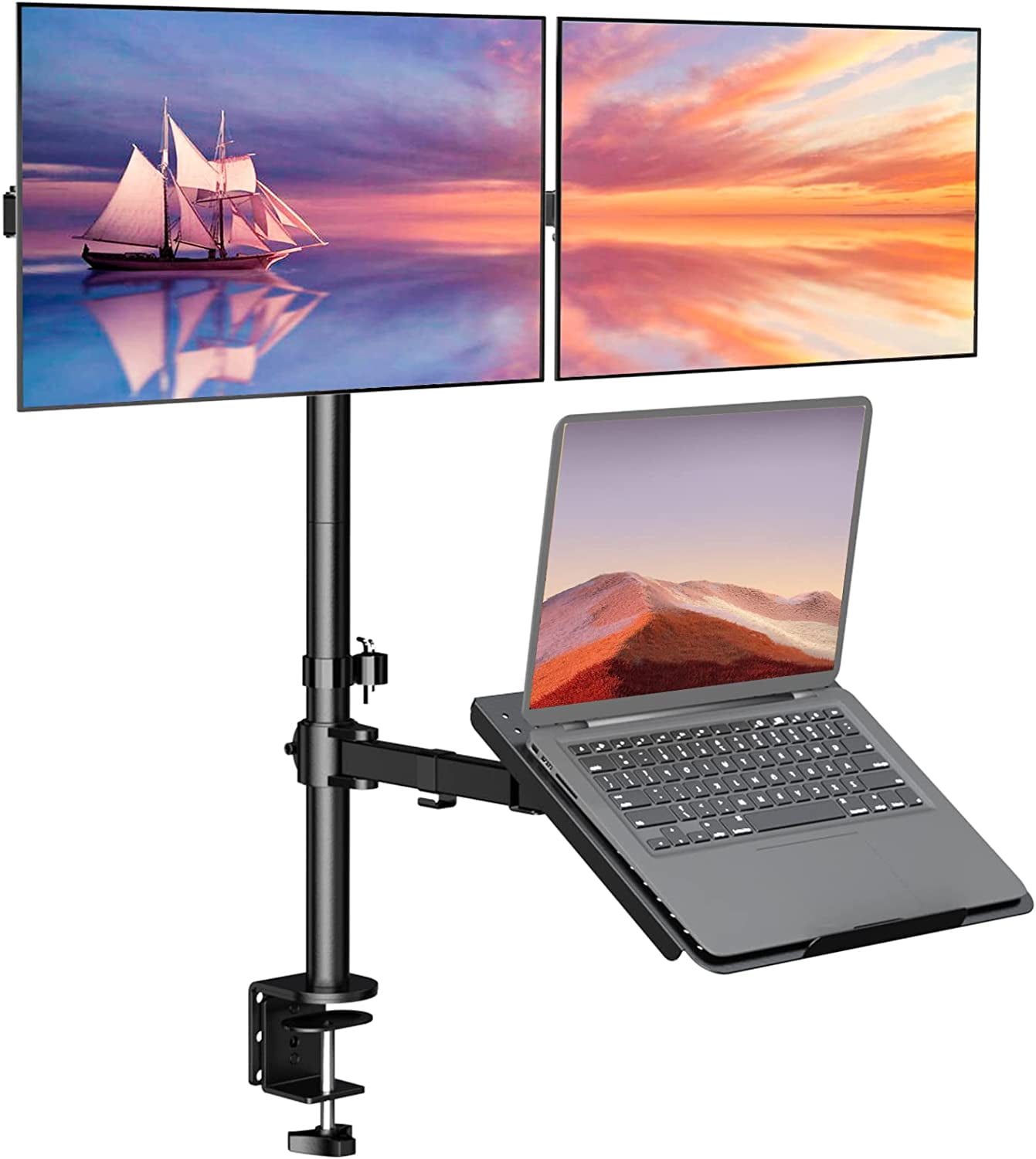 Dual Monitor Stand, Laptop and Monitor Stand for 2 Screen 1 Laptop ...