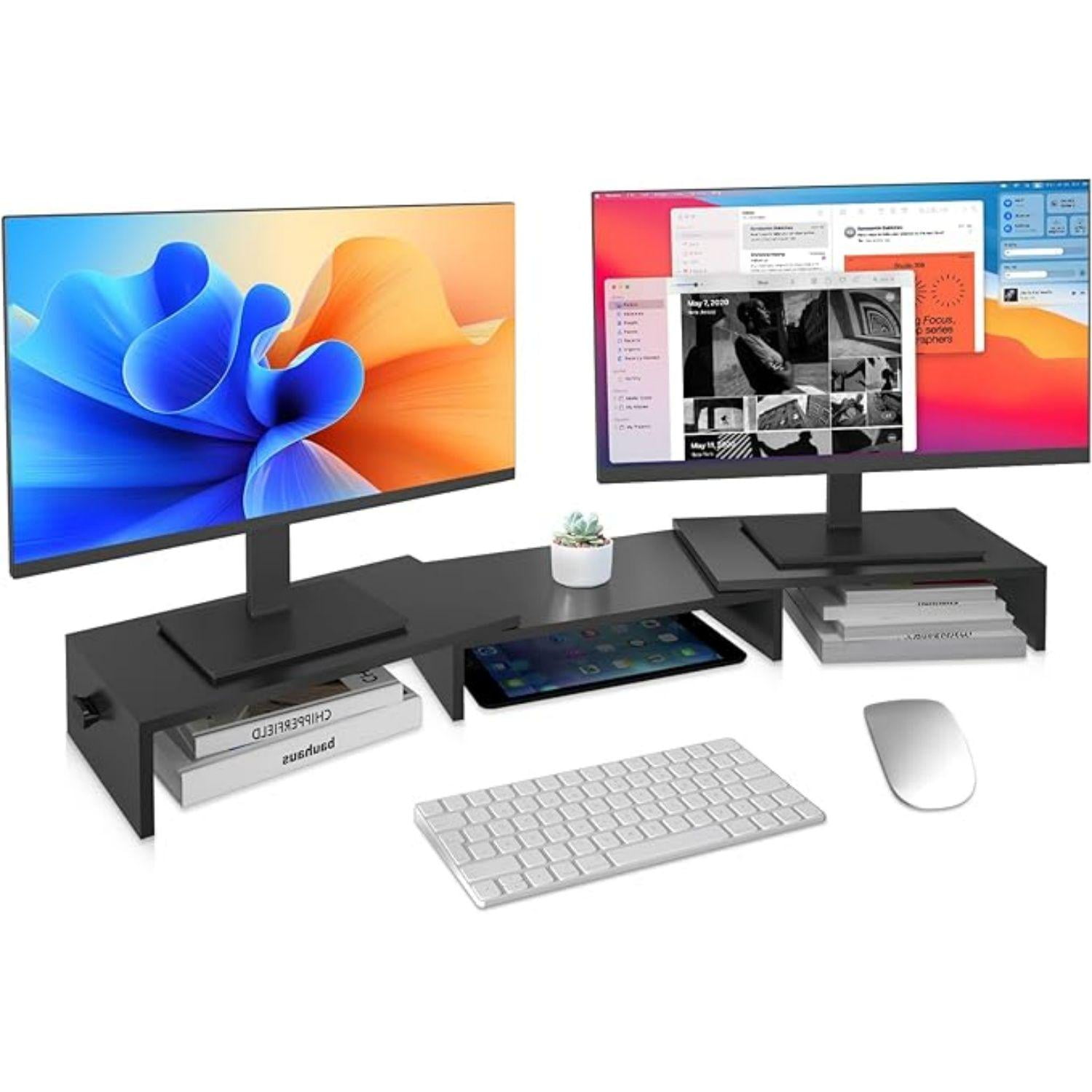 Dual Monitor Stand Riser for 2 Monitors，Desktop Monitor Stand with ...