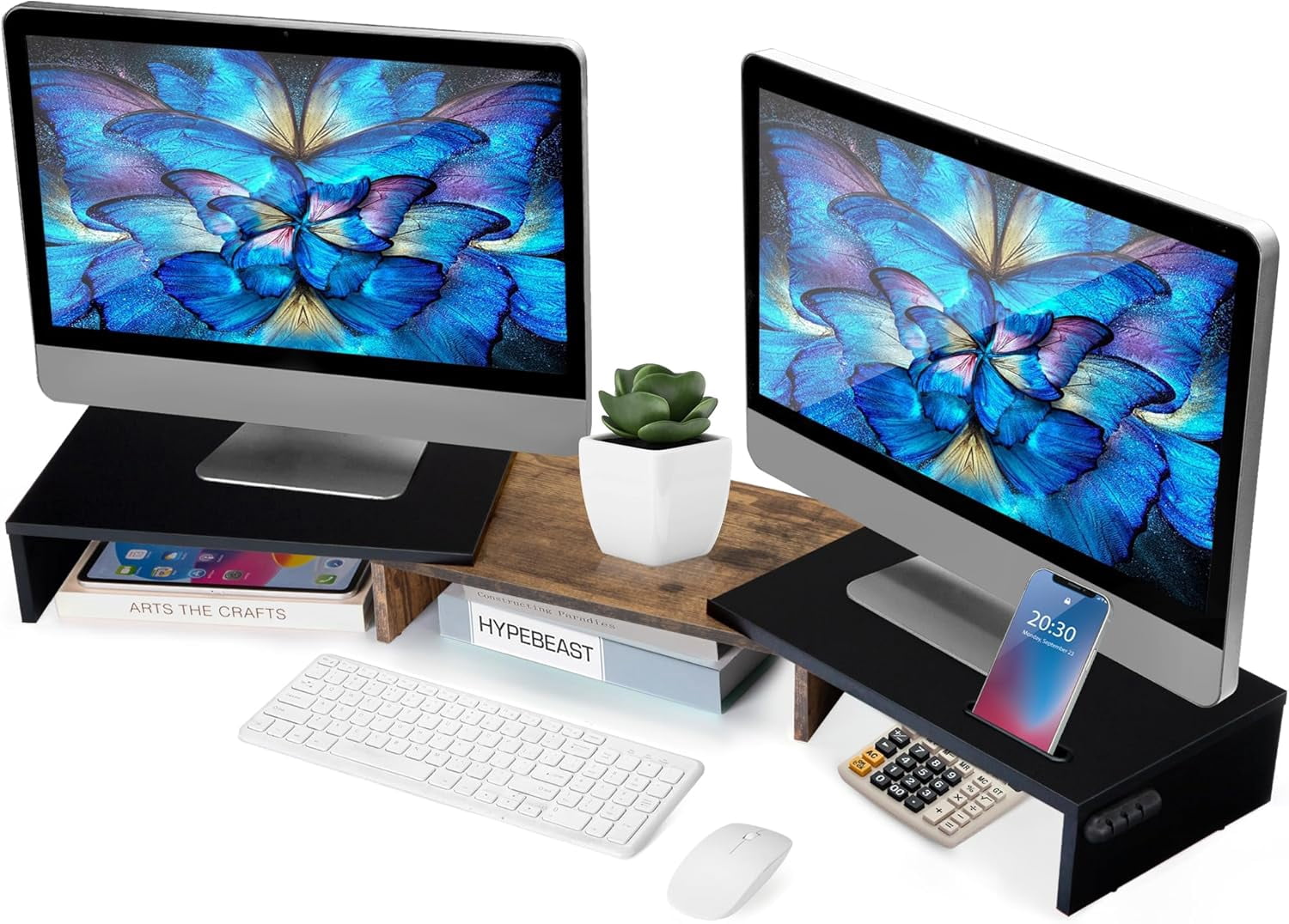 Dual Monitor Stand Riser for 2 Monitors, Monitor Stand for Desk ...