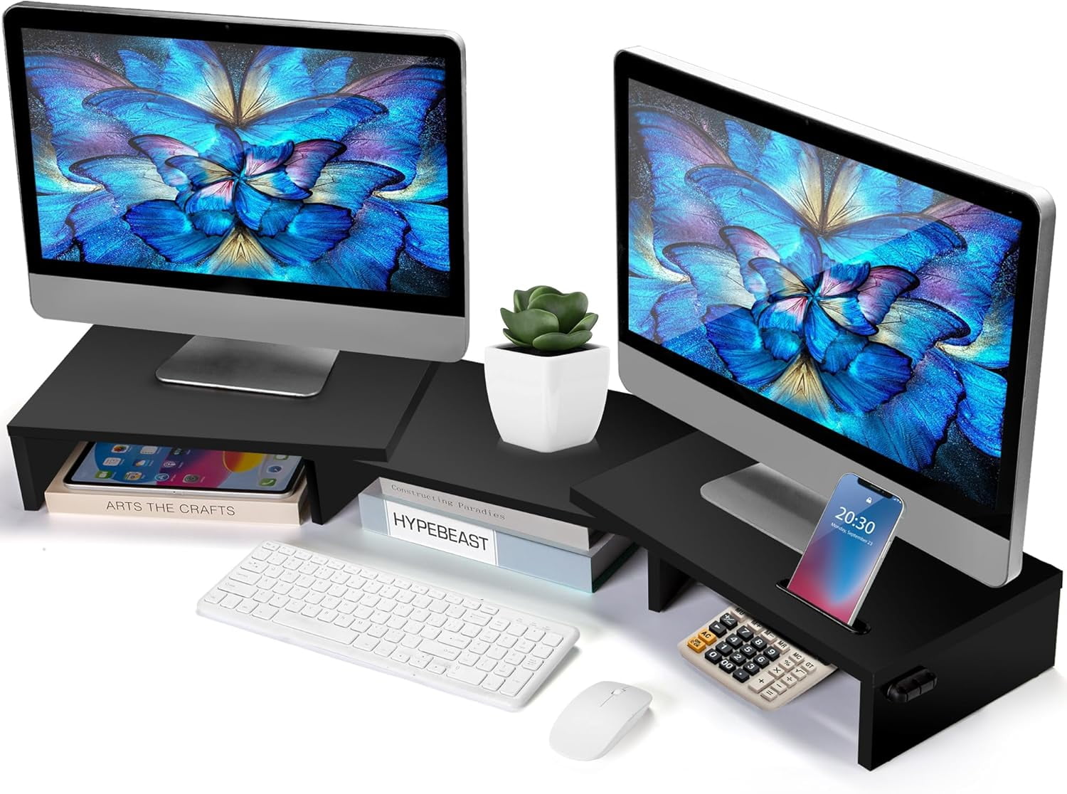Dual Monitor Stand Riser for 2 Monitors, Monitor Stand for Desk ...