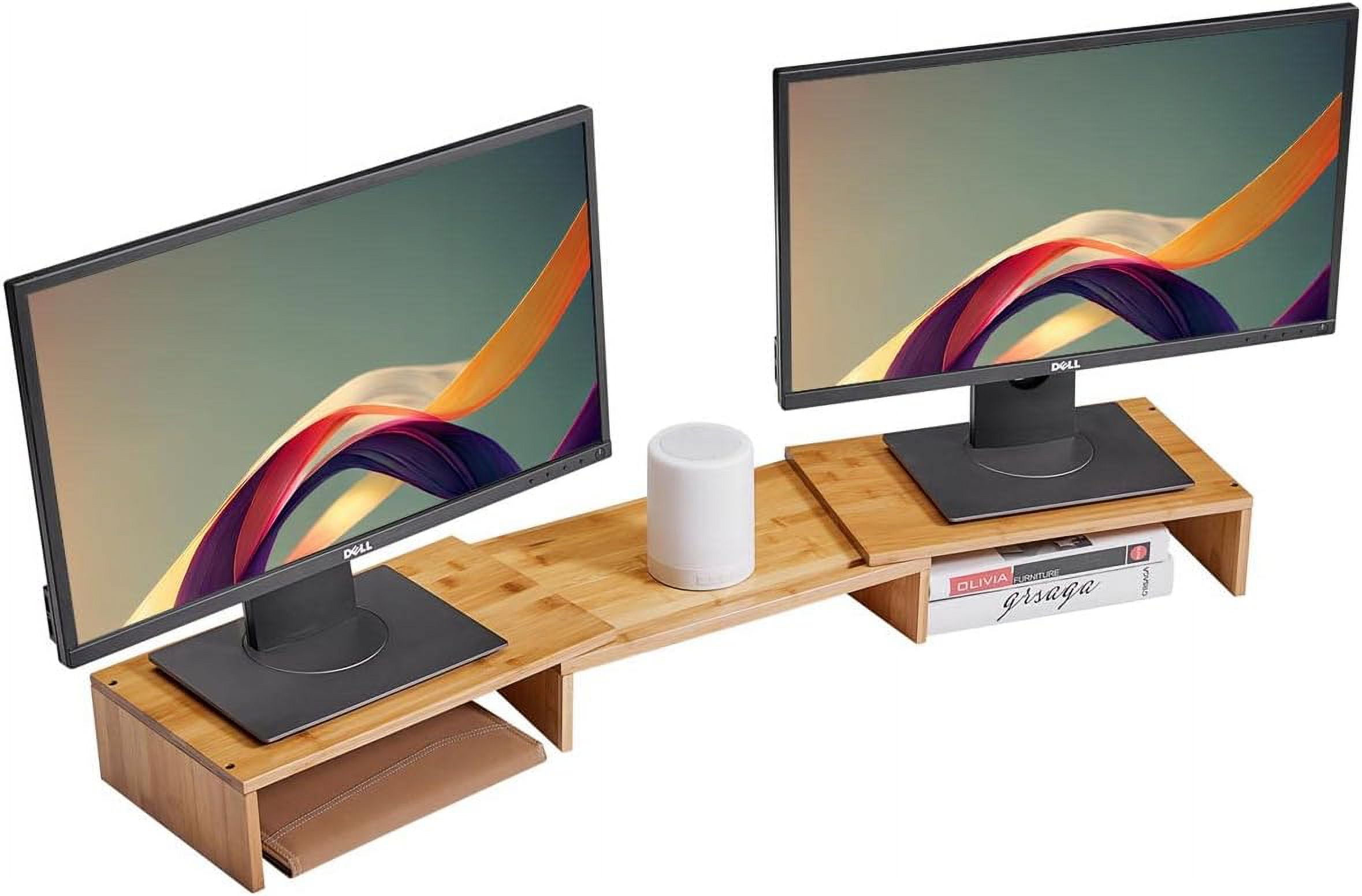 Dual Monitor Stand Riser,3 Shelf Screen Stand With Adjustable Length ...
