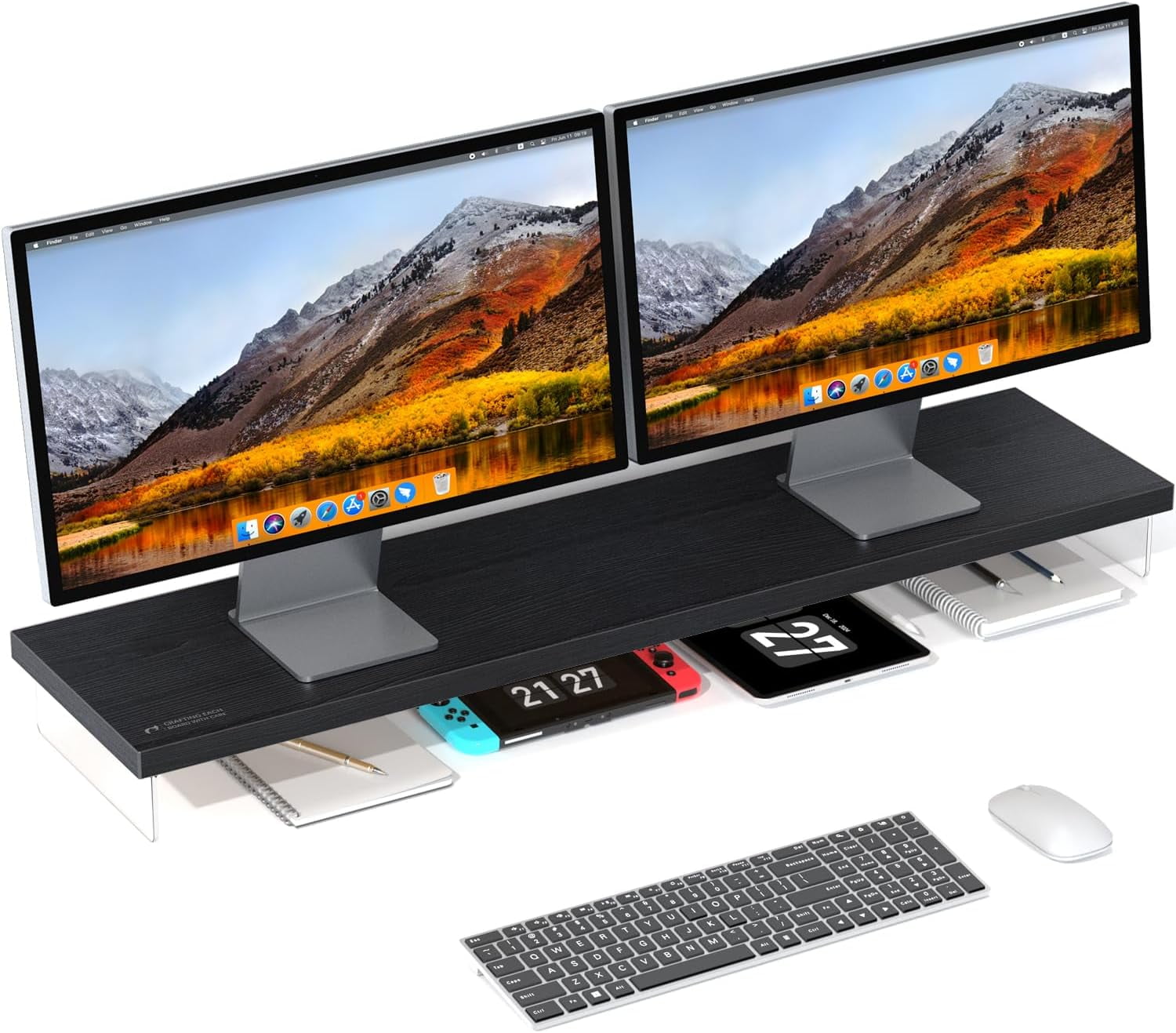 Dual Monitor Stand Riser, 40" Large Computer Monitor Stands for 2 ...