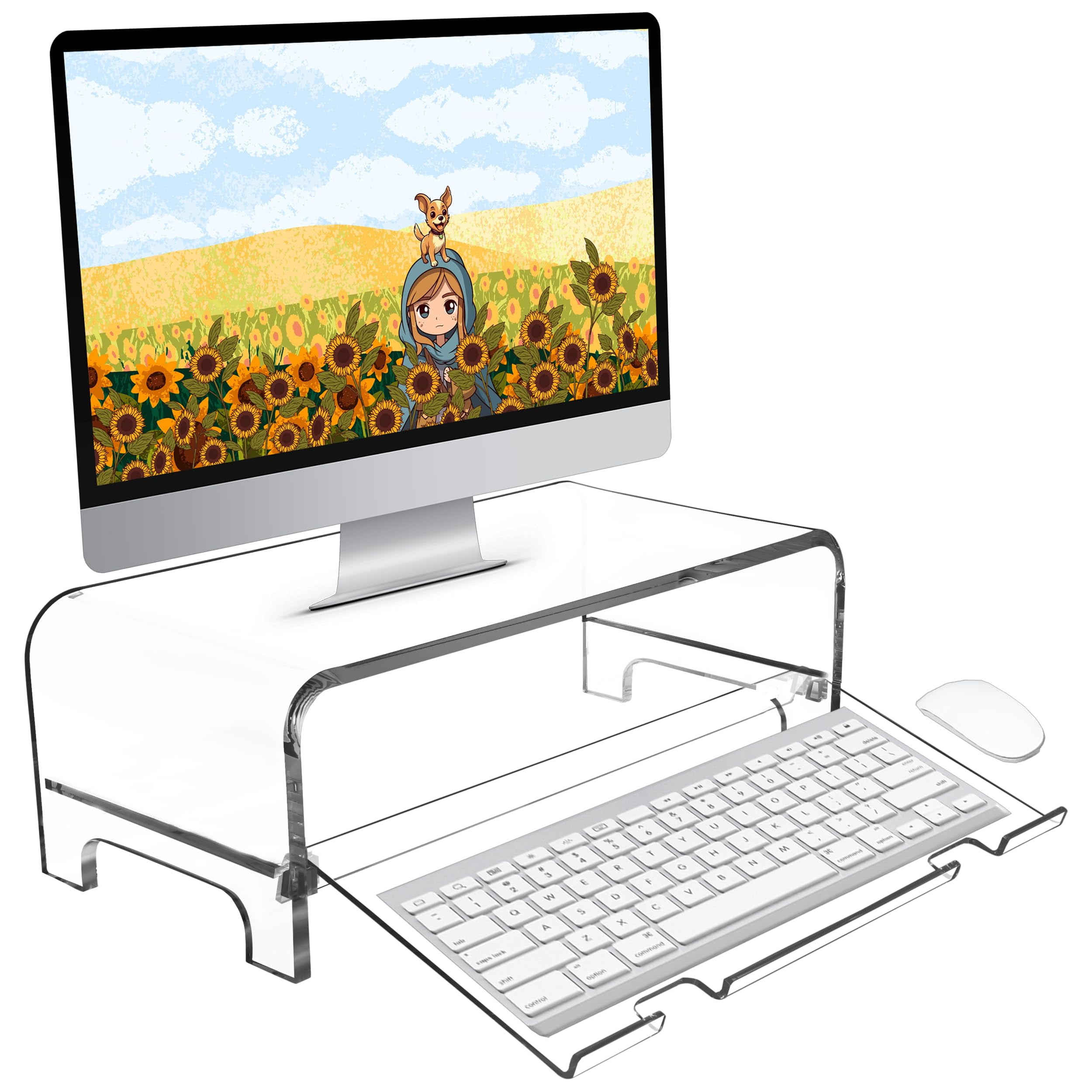 Dual Monitor Stand Riser 43.7 inch Large Extra Long Monitor Stand Riser ...