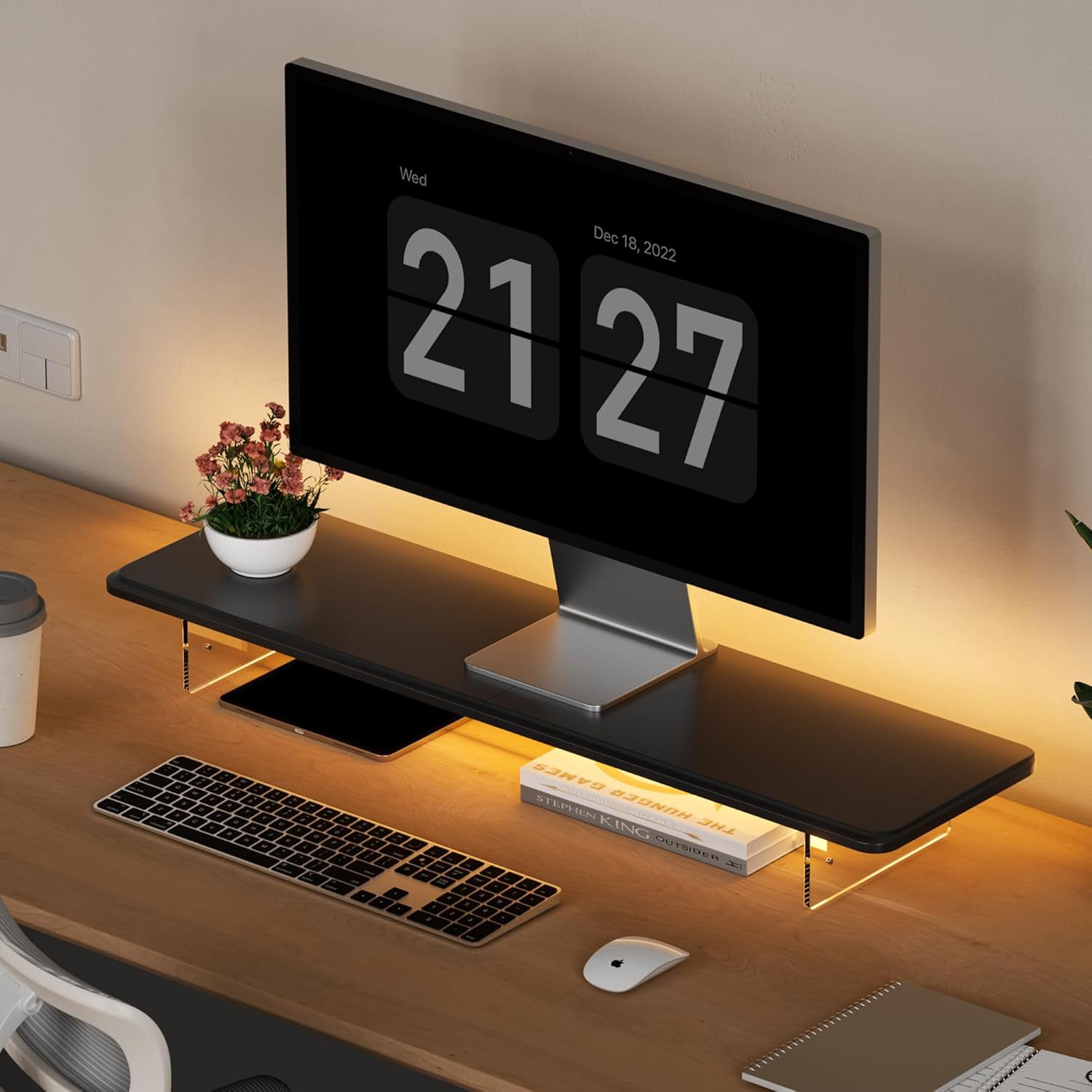 Dual Monitor Stand Riser, Adjustable Rainbow Cloud Desktop Organizer ...