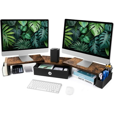 Dual Monitor Stand Riser for Desk, 43.6"*8.2"*3.2" Large Computer Stand ...