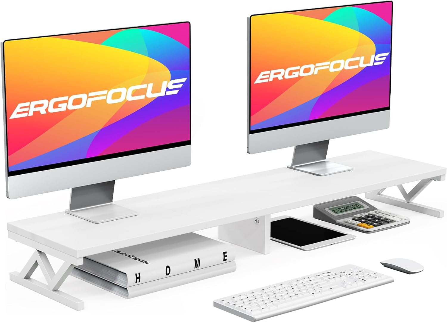 Dual Monitor Stand Riser, Large Wood Monitor Riser for 2 Monitors ...