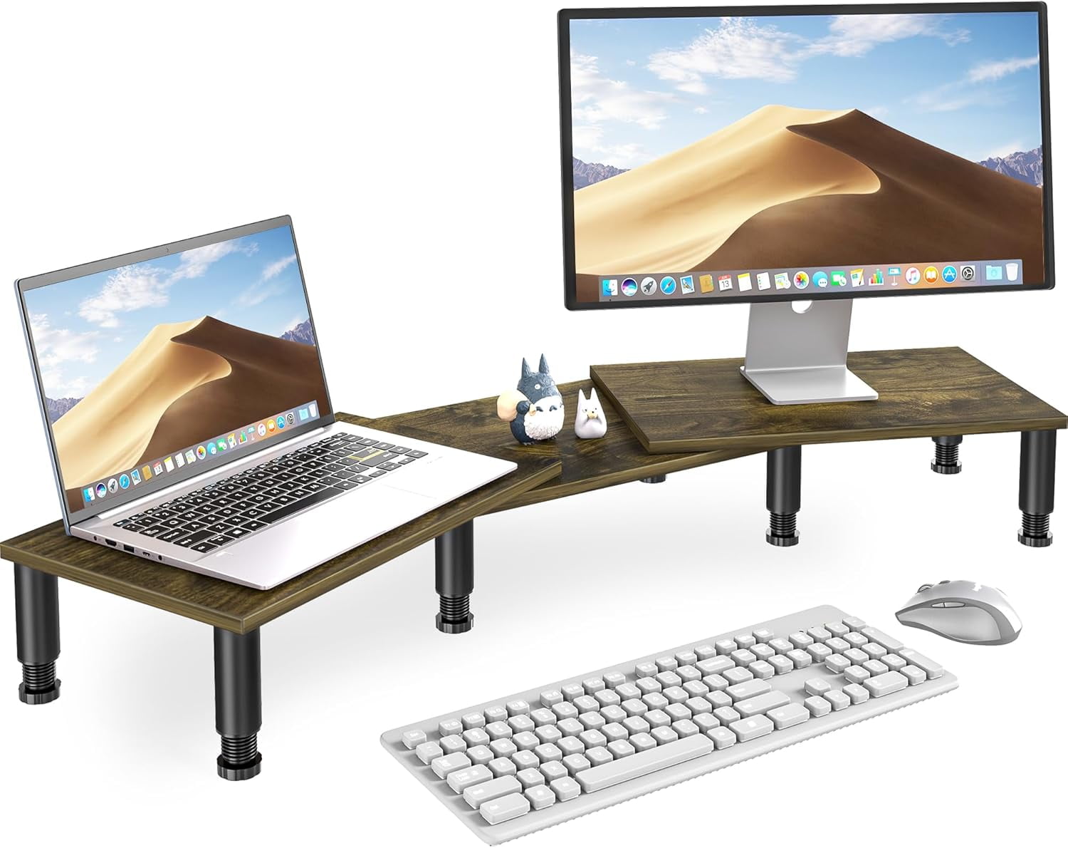 Dual Monitor Stand Riser, Monitor Stand with Adjustable Length and ...