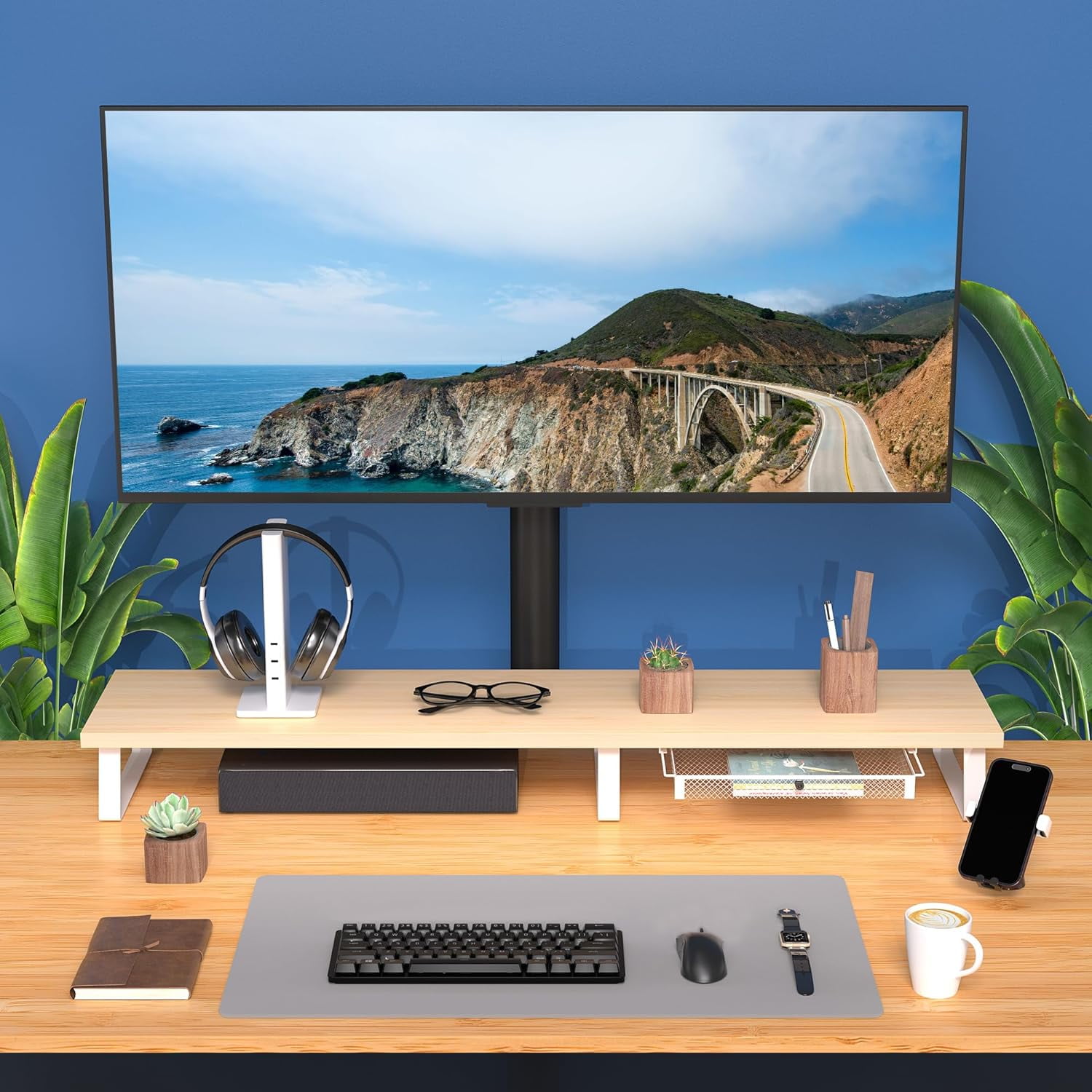Dual Monitor Stand Riser - Monitor Stand with Drawer, Monitor Stand For ...