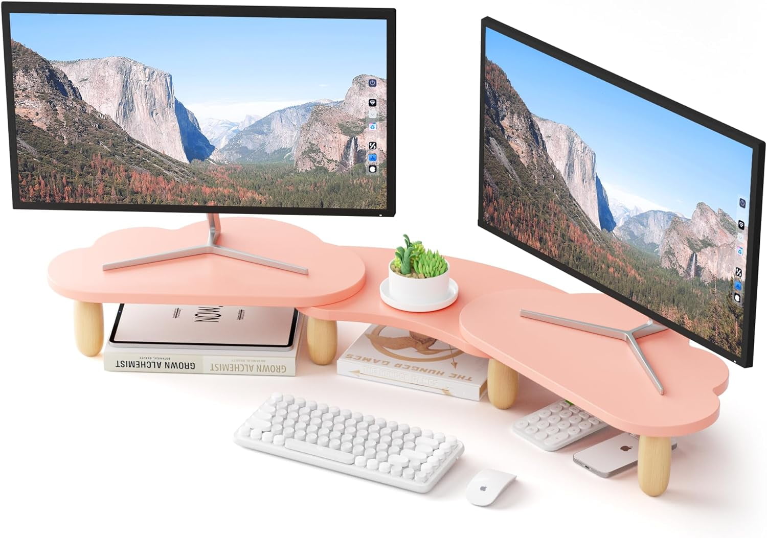 Dual Monitor Stand Riser,Rainbow Cloud Desktop Computer Stand for 2 ...