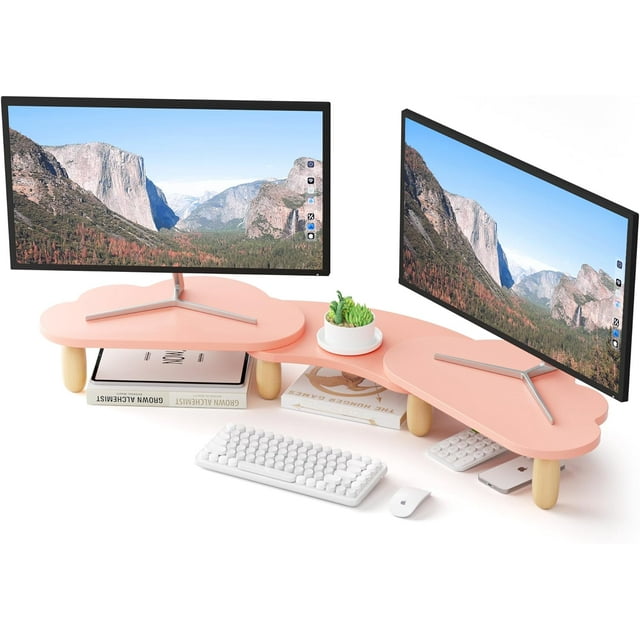 Dual Monitor Stand Riser,Rainbow Cloud Desktop Computer Stand for 2 ...