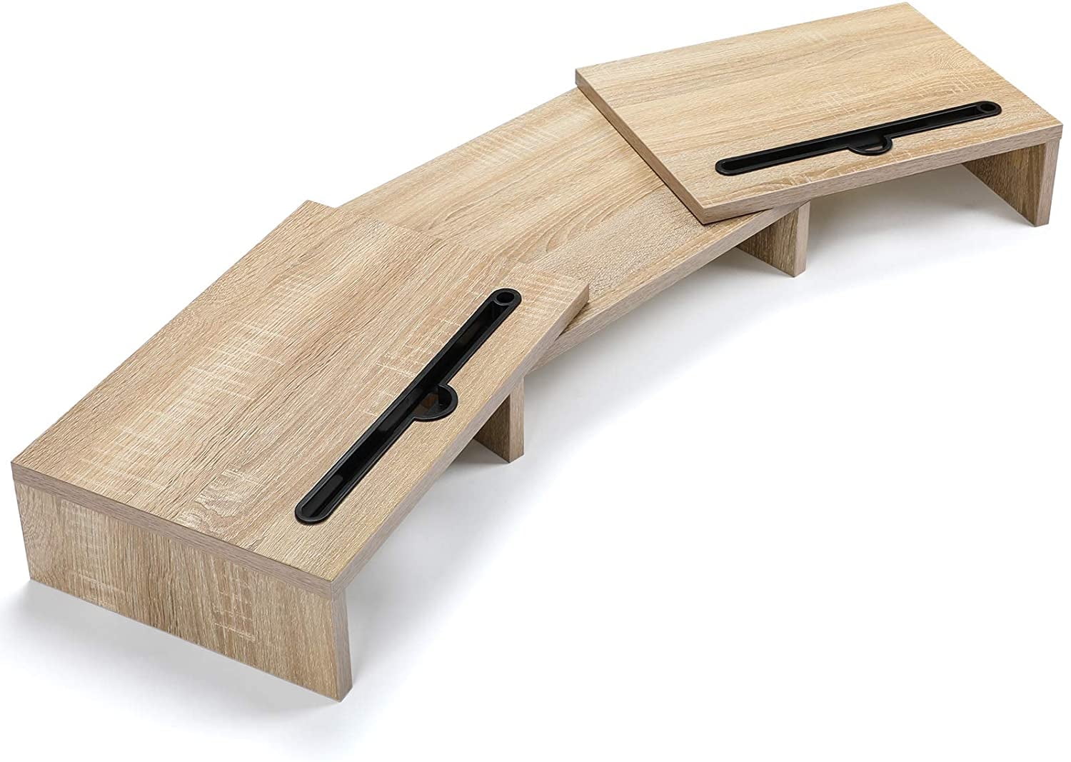 Adjustable Dual Monitor Desktop Holder Stand with Phone & Tablet Slots ...