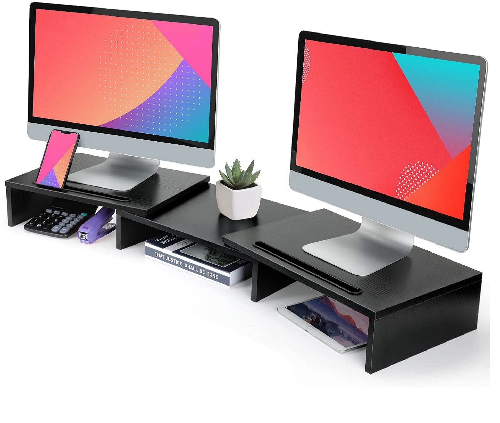 FITUEYES Computer Monitor Riser adjustable Desktop stand with keybroad ...