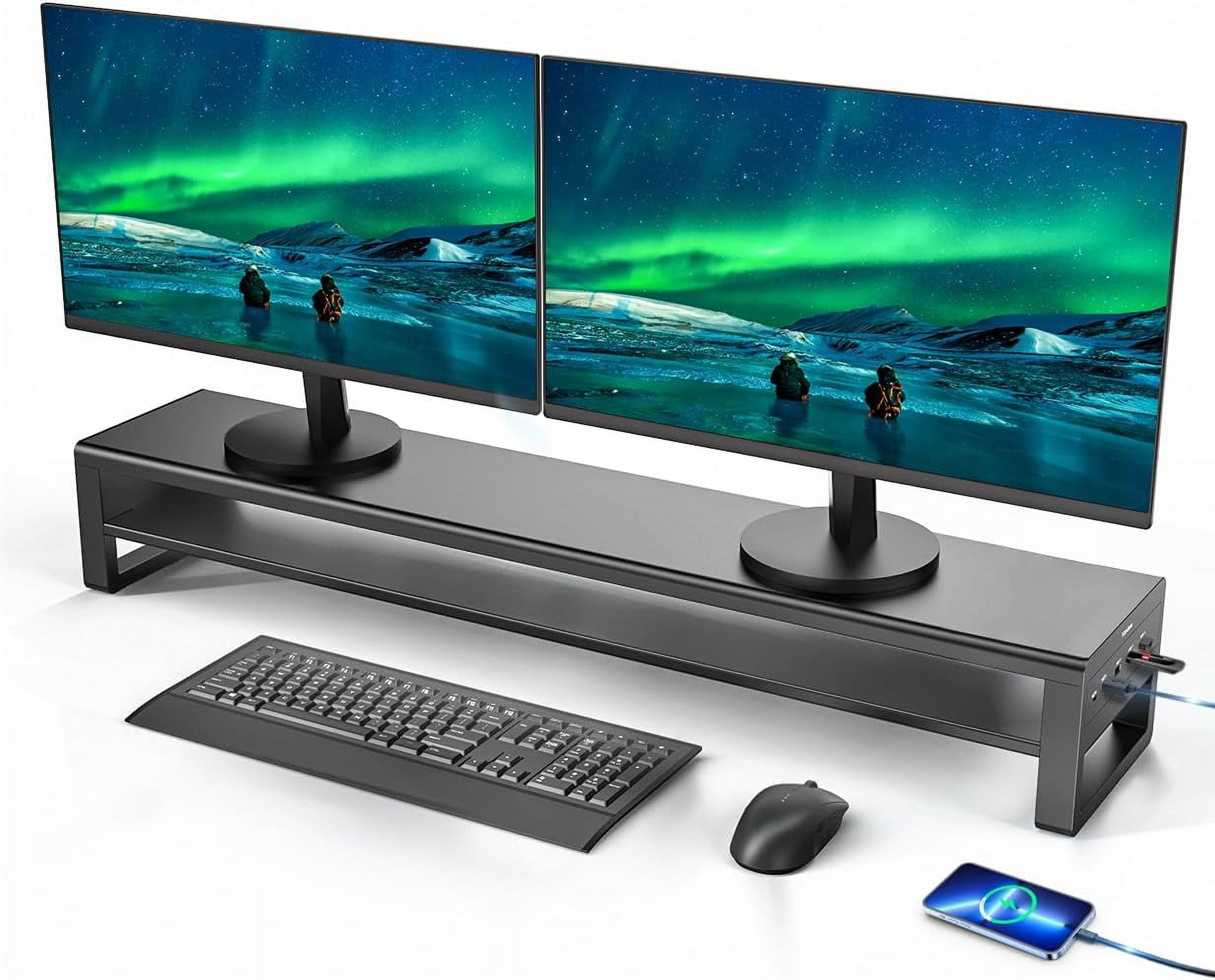 Dual Monitor Stand with 2 Tiers, Double Riser for Computer Screen ...