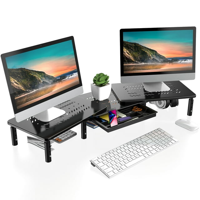 FITUEYES Large-Screen Adjustable Monitor Stand with Drawer - Metal ...