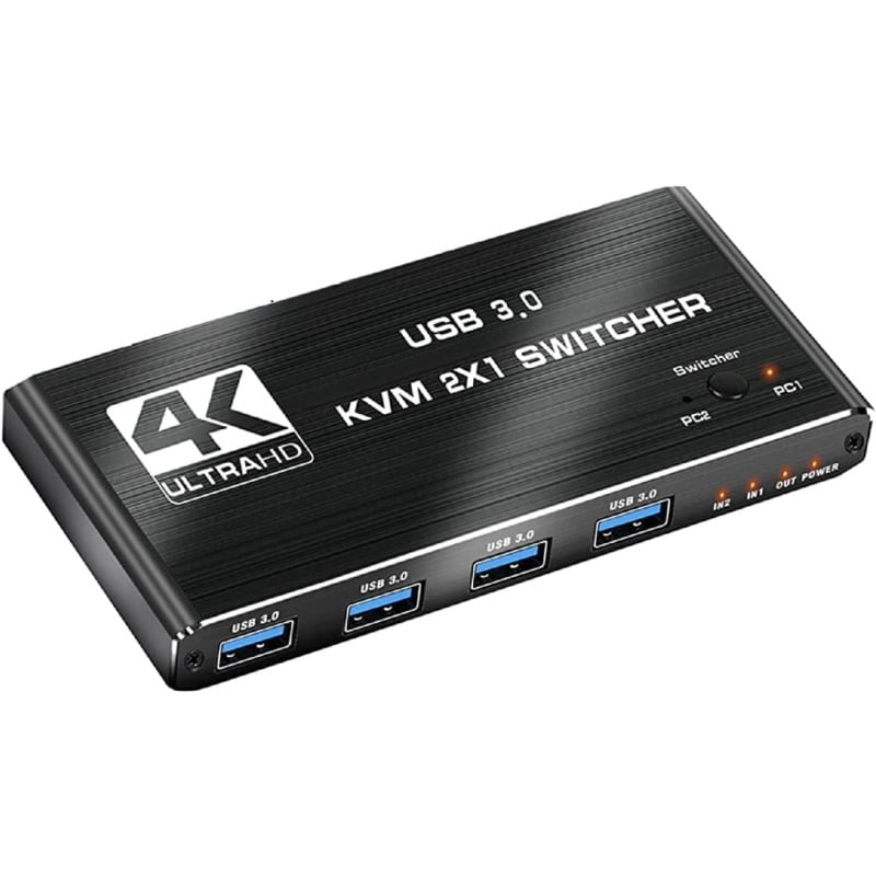 Dual Monitor Switch 2x1 Device Display Sharing Switching Selector Box 2 ...