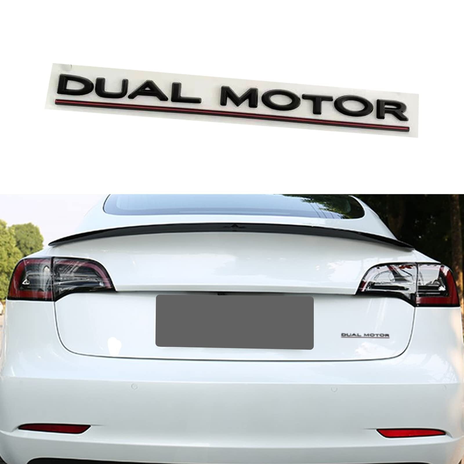 Dual Motor Badge Emblem Sticker Plaid Decor Compatible for Model 3 Y X ...