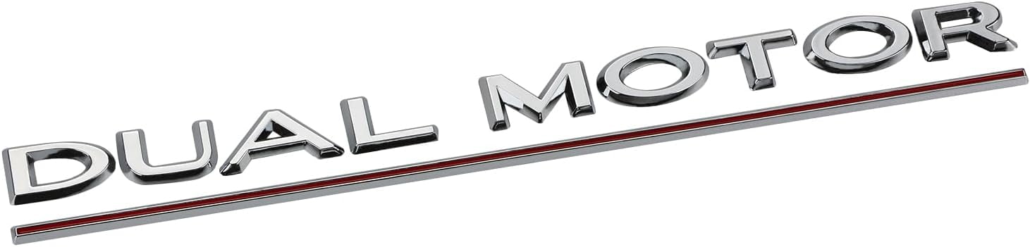 Dual Motor Car Emblem Sticker, Car Rear Trunk Badge Decals, Fit Tesla ...