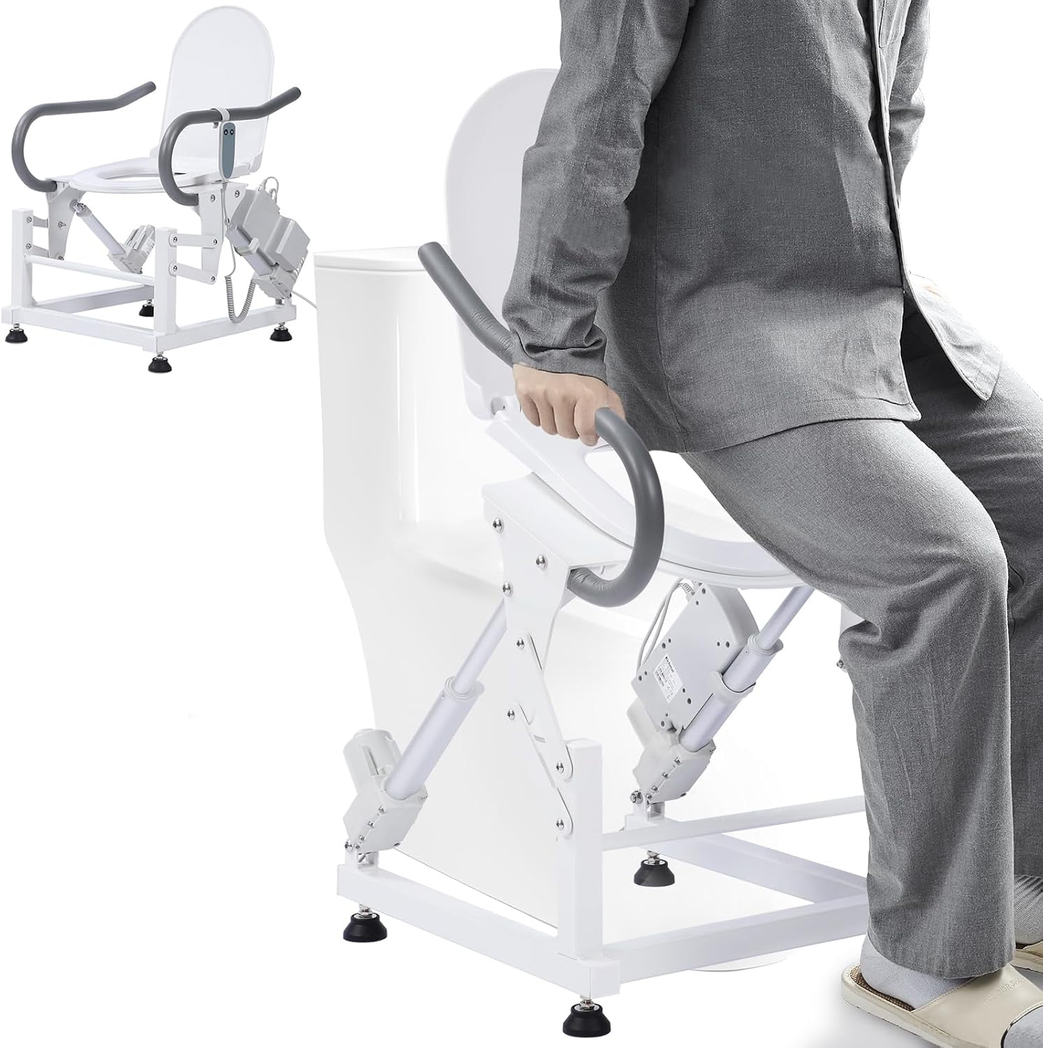 Dual Motor Electric Toilet Riser with Handles, Powered Toilet Lifter ...