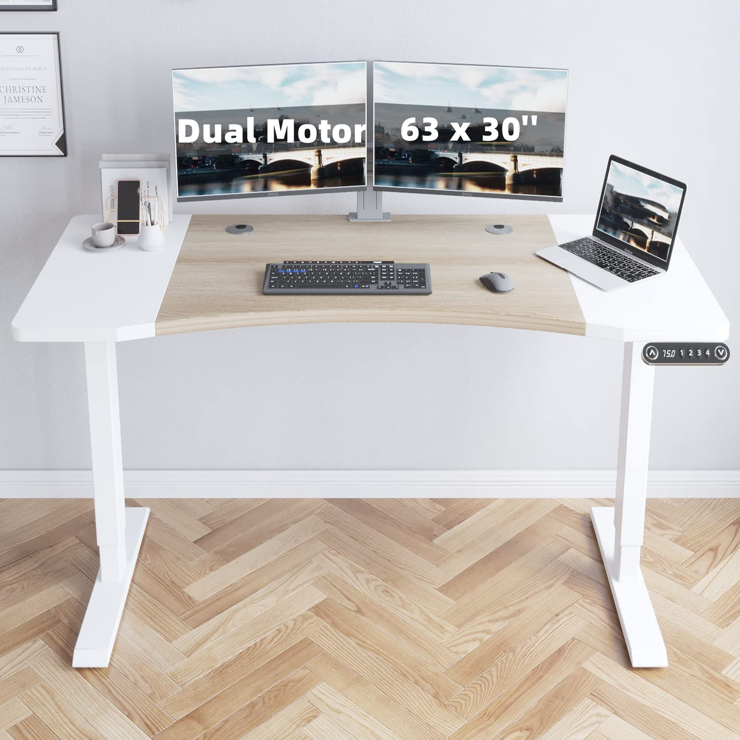 FEZIBO L-Shaped Electric Desk, 63'', Triple Motor, Adjustable, 3 ...
