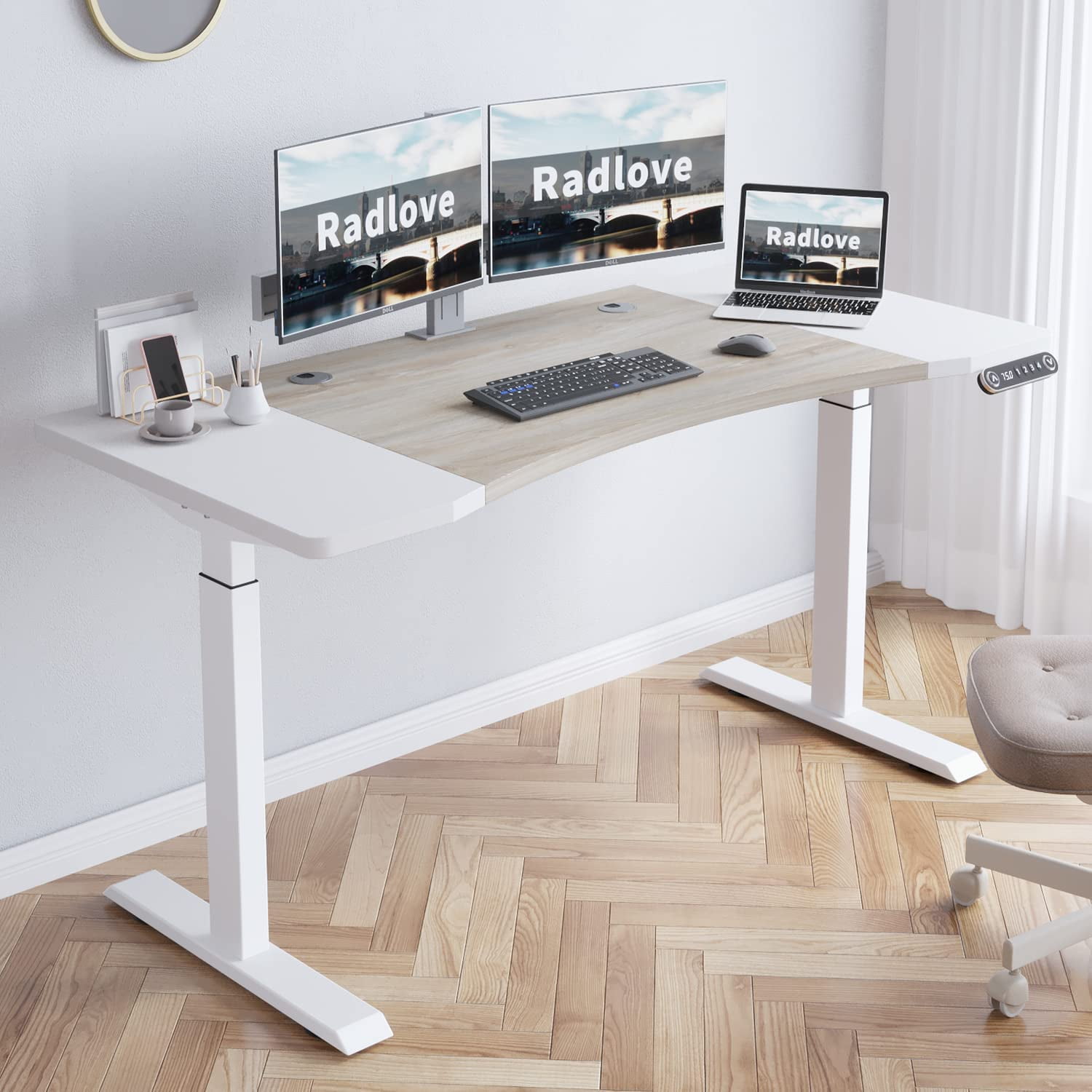 Dual Motor Height Adjustable Standing Desk, 63 x 30 Height Adjustable ...