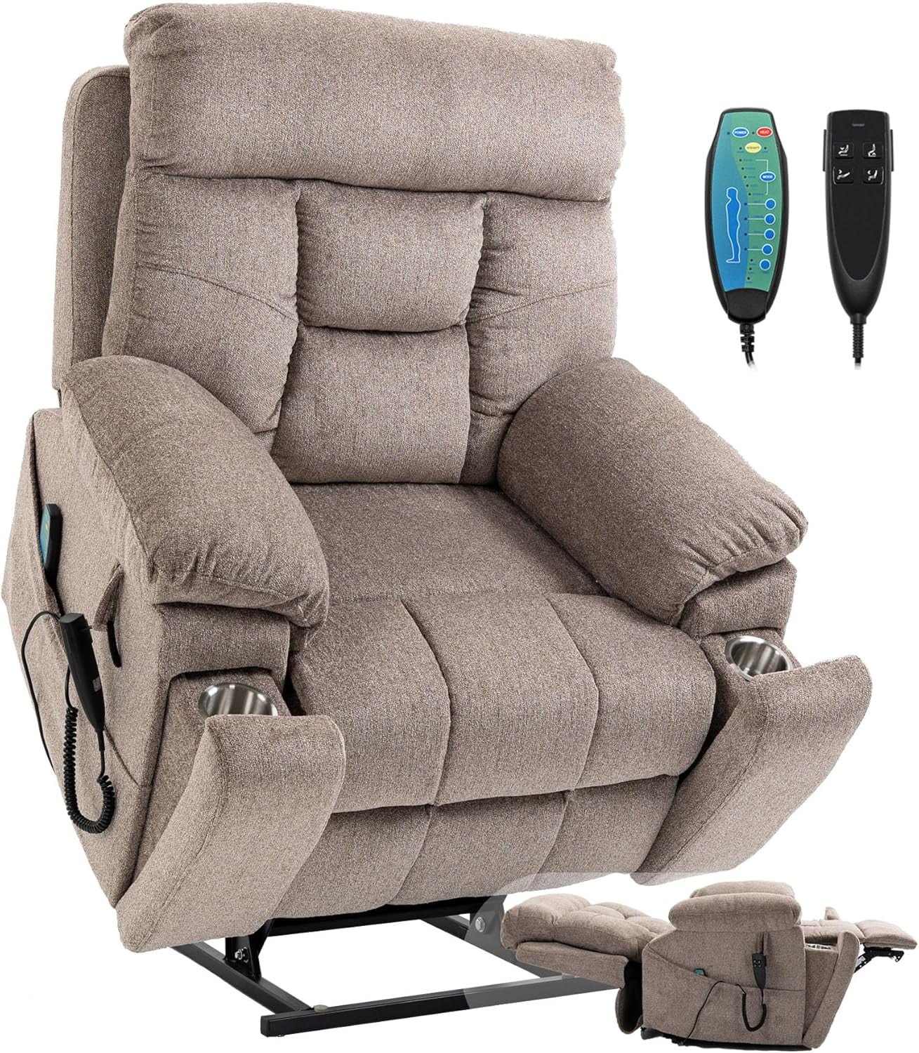 Dual Motor Lay Flat Lift Chairs Recliners - Extra Wide Big Man Recliner ...