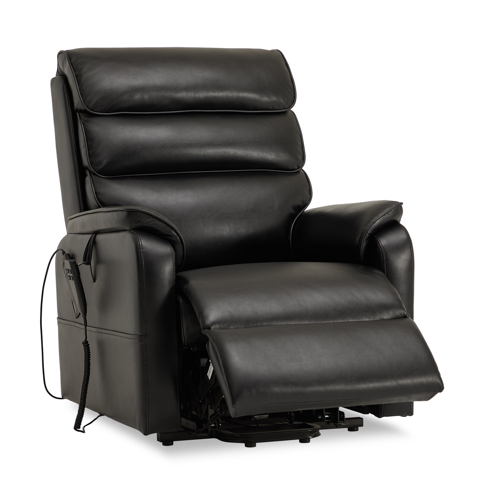 Dual Motor Lift Recliner with Massage Heating (Black Faux Leather-9188 ...