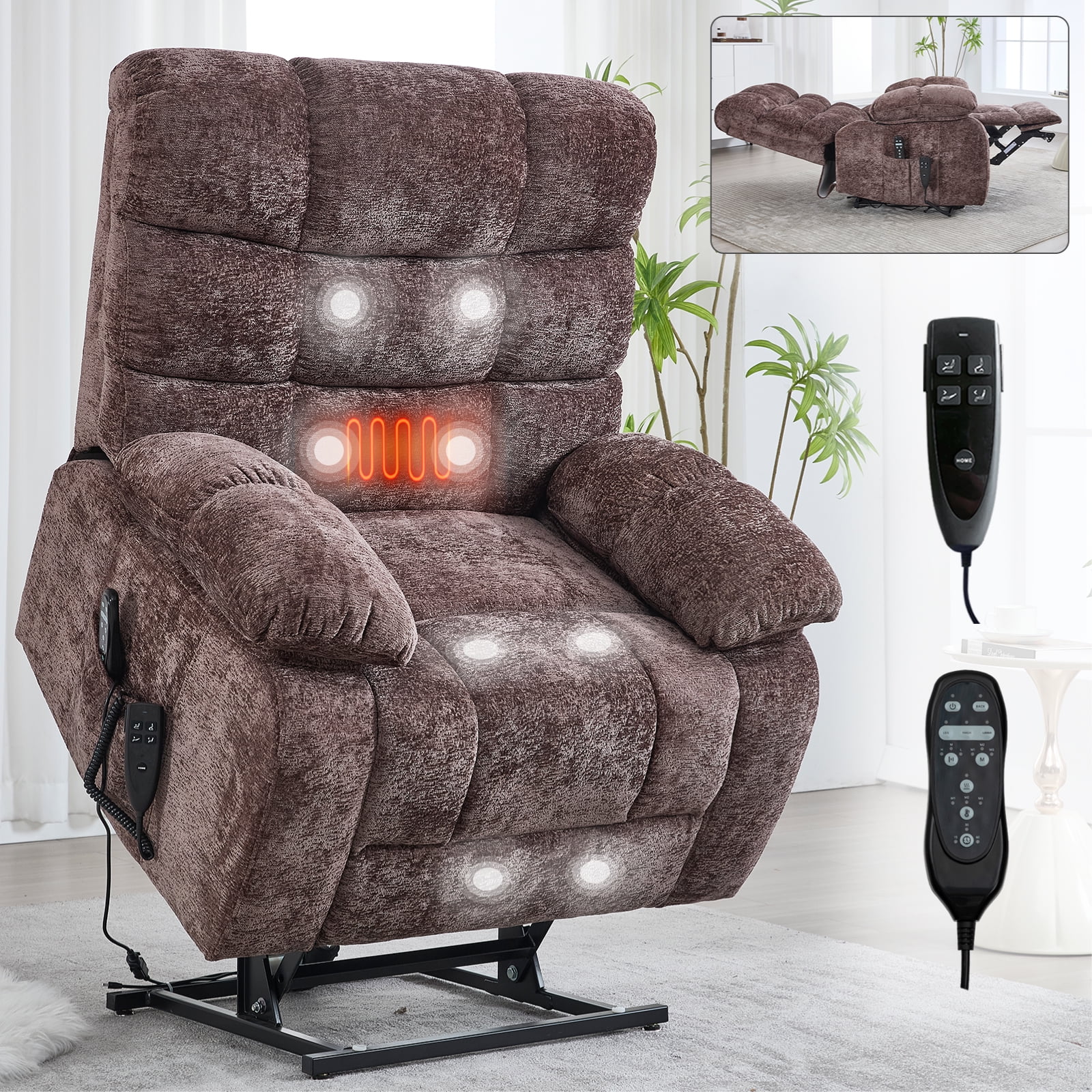 Dual Motor Lift Up Recliner Chair with Heat and Massage, Infinite ...