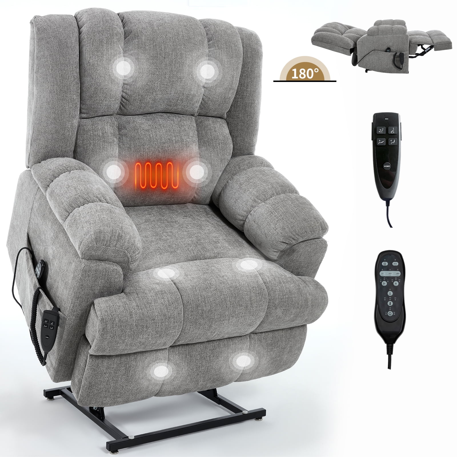 Dual Motor Power Lift Recliner Chair with Heat Massage, Infinite ...