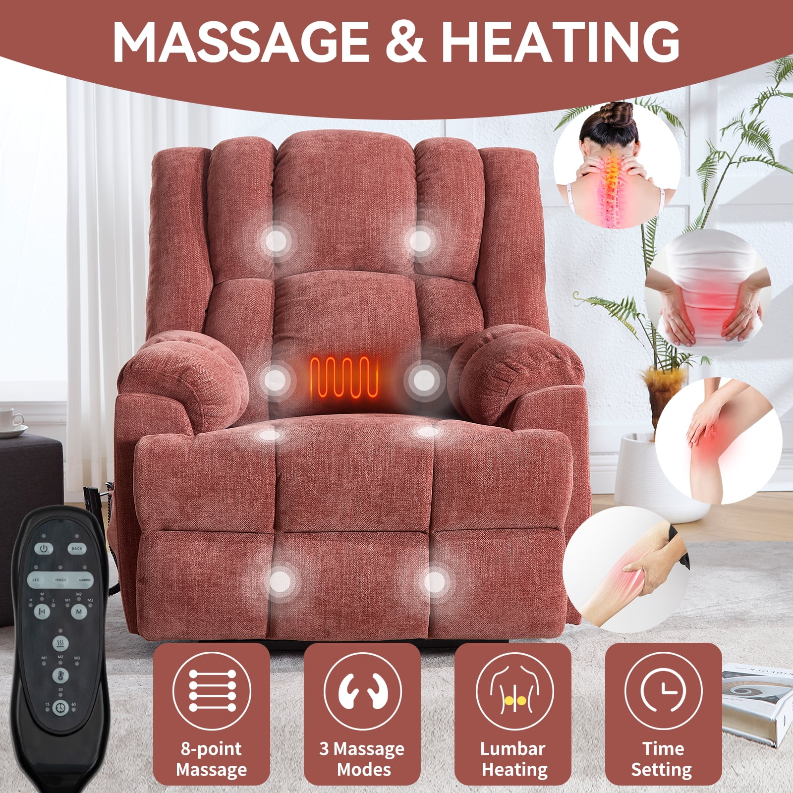 Dual Motor Power Lift Recliner Chair with Heat Massage, Infinite ...
