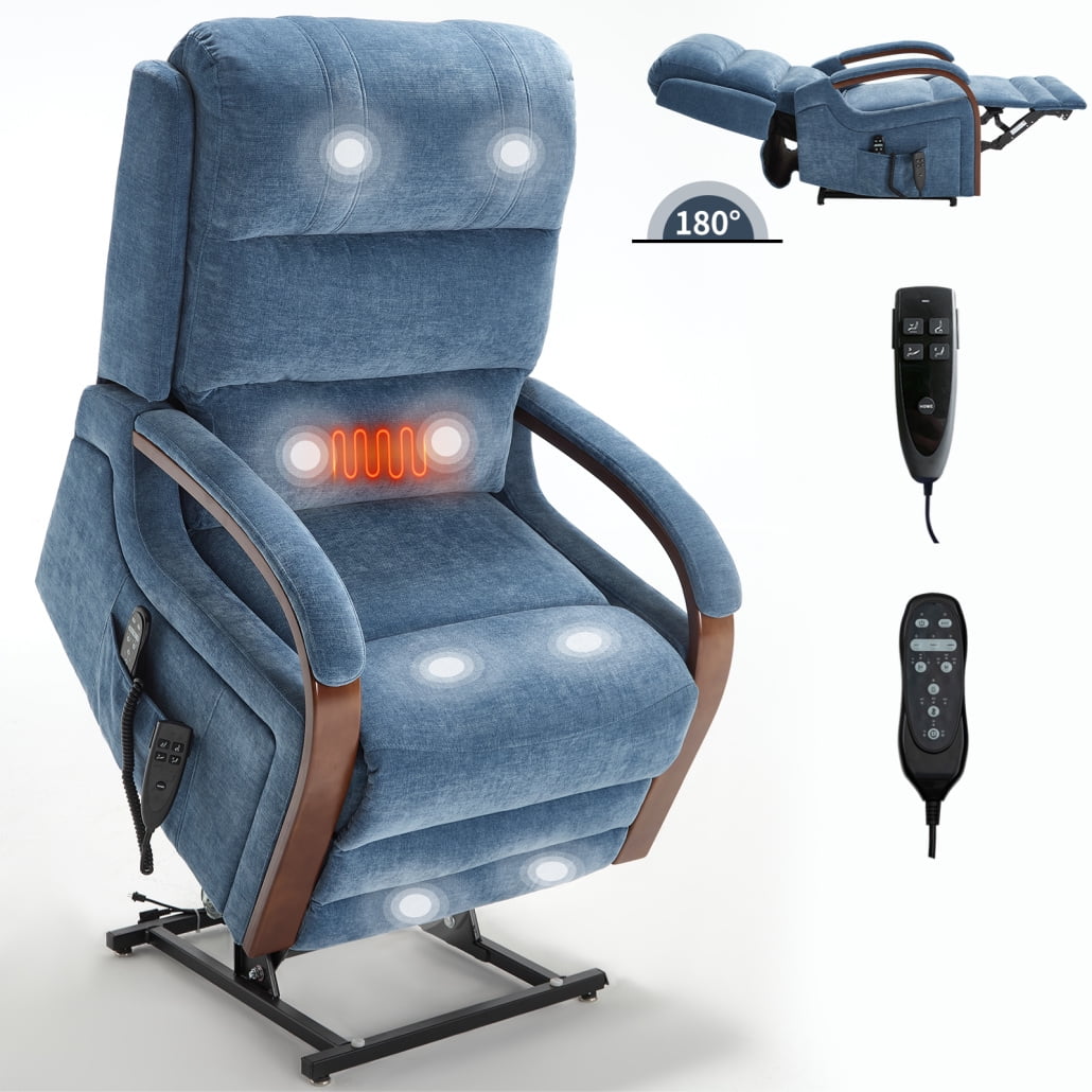 Dual Motor Power Lift Recliner Chair with Massage and Heat for Elderly ...