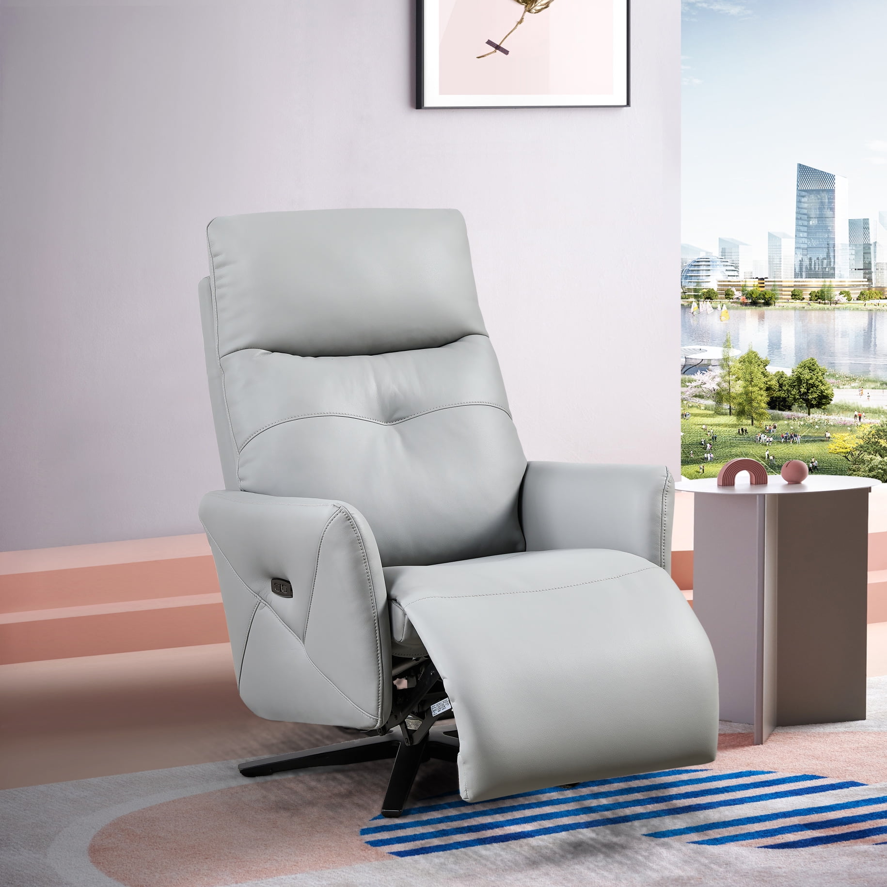 Dual Motor Recliner Chair with USB Charge Port, Soft 360 Degree Swivel ...