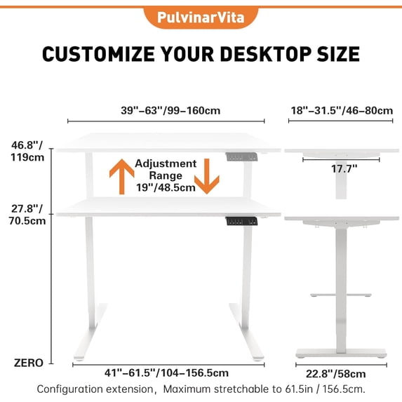 Dual Motor Standing Desk Frame with 256 lbs Capacity, Electric ...