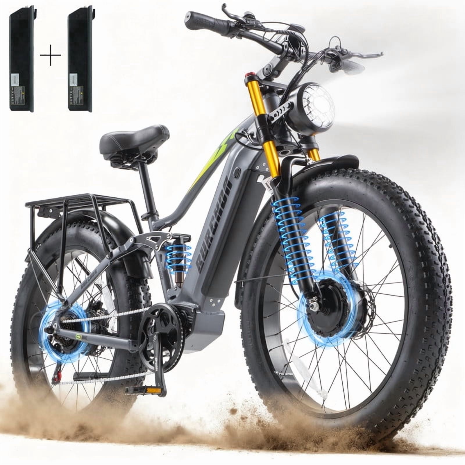Dual Motors AWD 3000W Electric Bike for Adult 26'', UL2849 48V 40AH ...