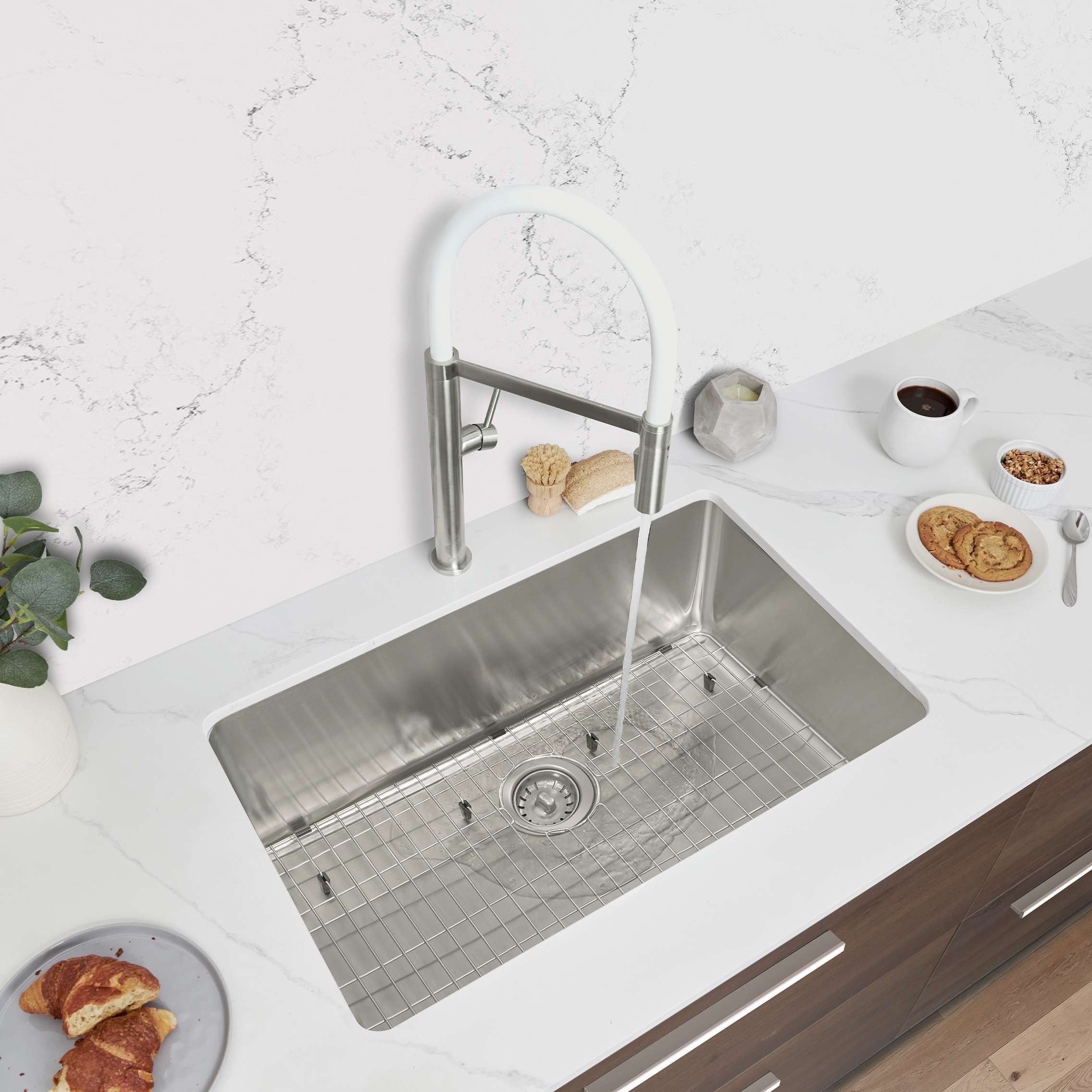 Stylish Dual Mount 30" Stainless Steel Single Bowl Kitchen Sink with ...