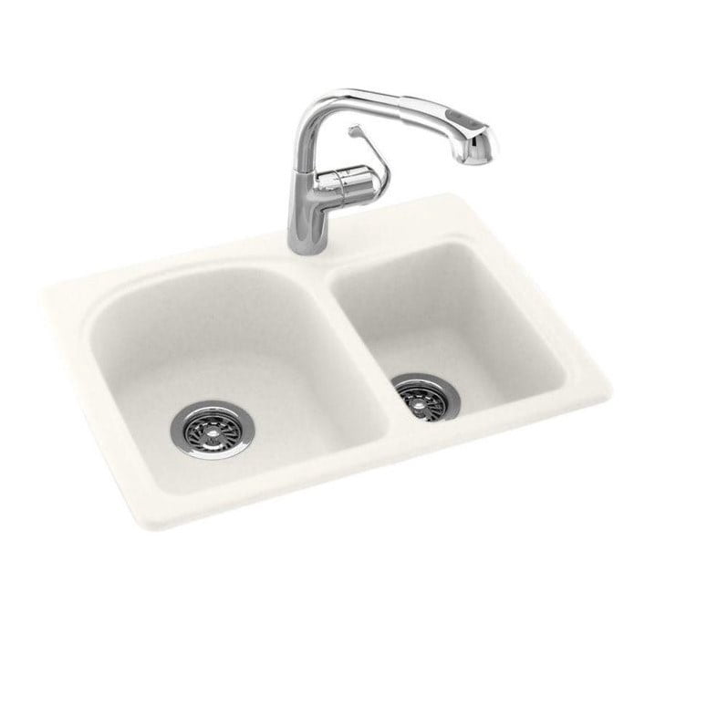 Dual Mount Composite Double Bowl Kitchen Sink in Bisque Finish ...