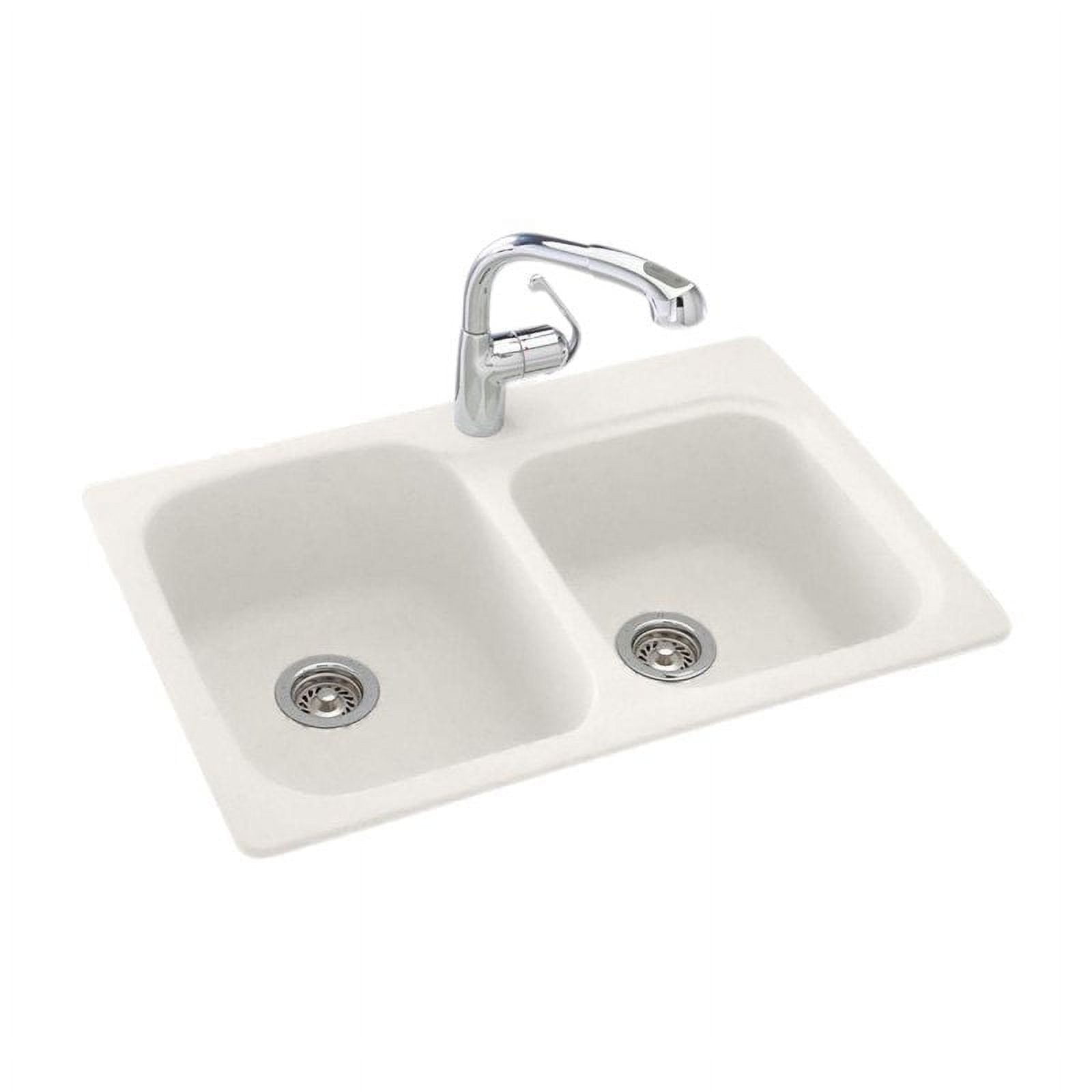 Dual Mount Composite 33x22x9 1-Hole Double Bowl Kitchen Sink in Bisque ...