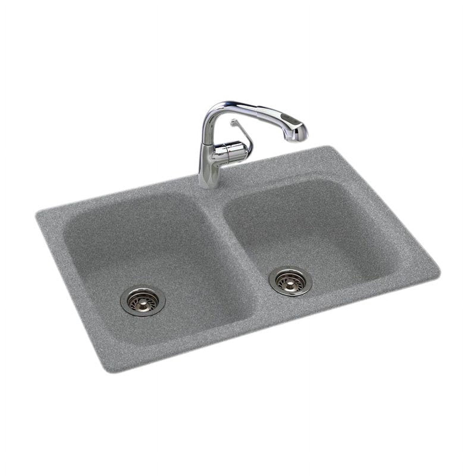Dual Mount Composite 33x22x9 in. 1-Hole Double Bowl Kitchen Sink in ...