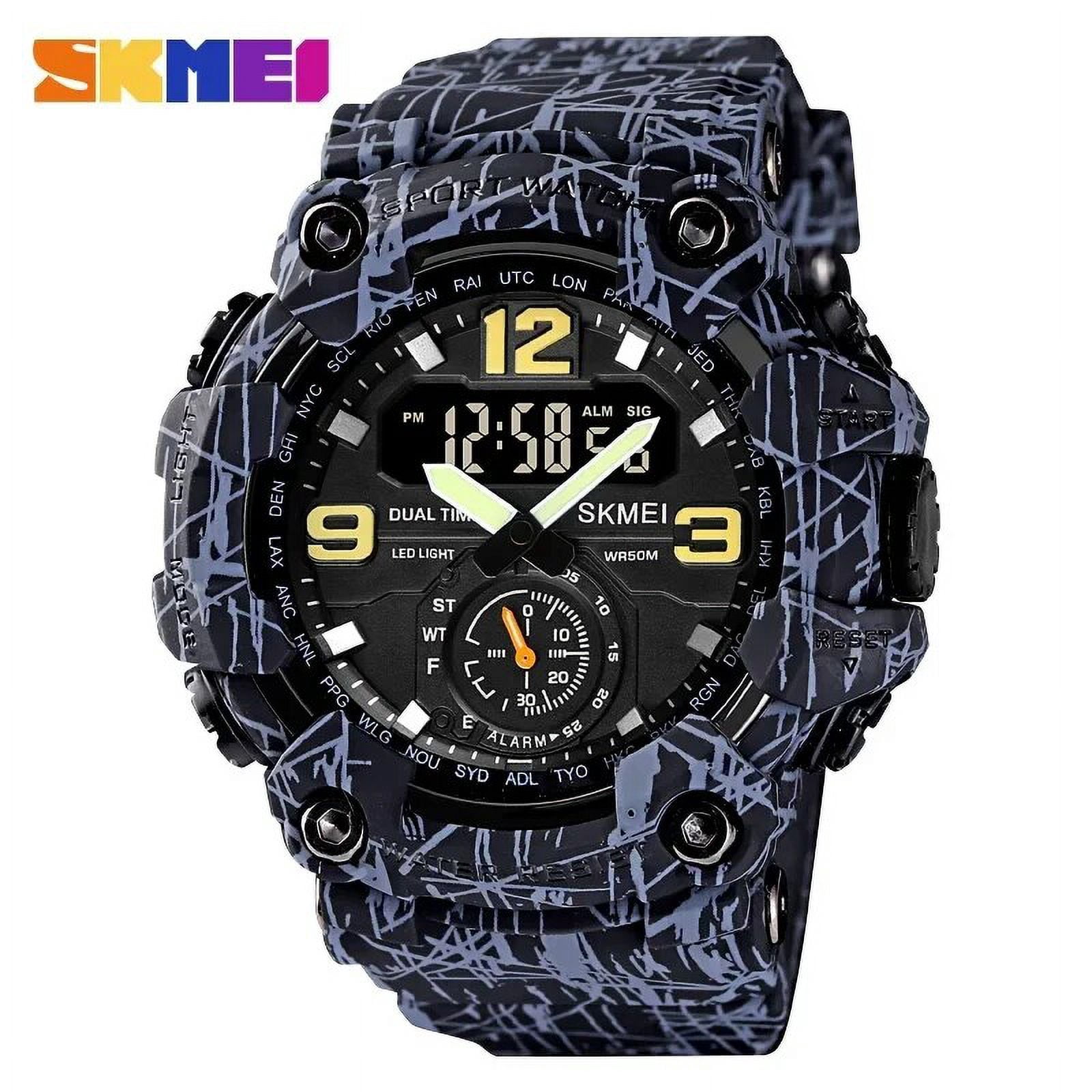 Dual Movement 3 Time Sport Wristwatch Mens Waterproof Electronic ...
