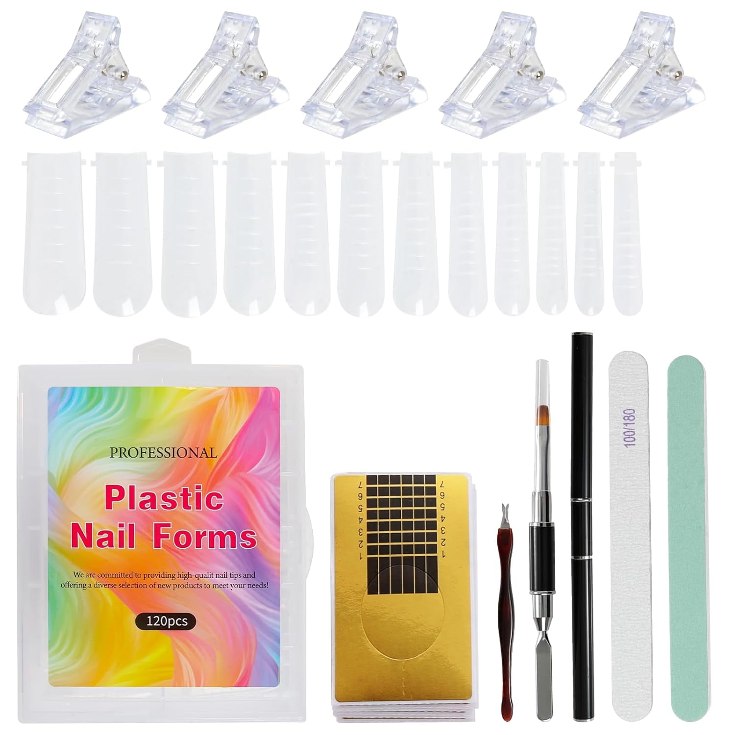 Dual Nail Forms Set 120Pcs Extension Forms Coffin Nail Tips with 12 ...