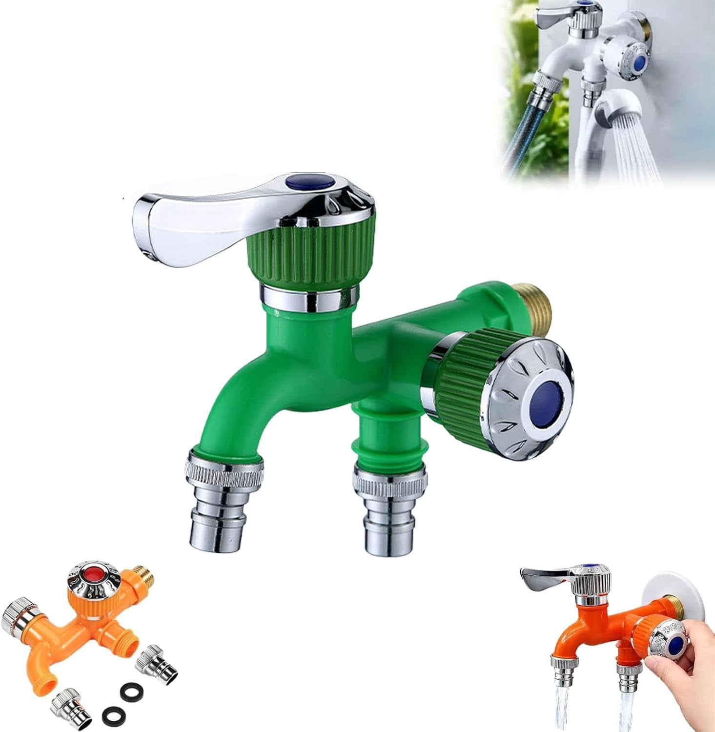 Dual Outlet Washing Machine Faucet, 4 Inch Universal Water Splitter ...