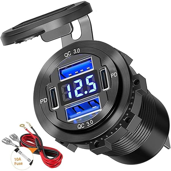 Dual PD USB C Ports & Dual USB Quick Charge 3.0 Ports Car Charger ...