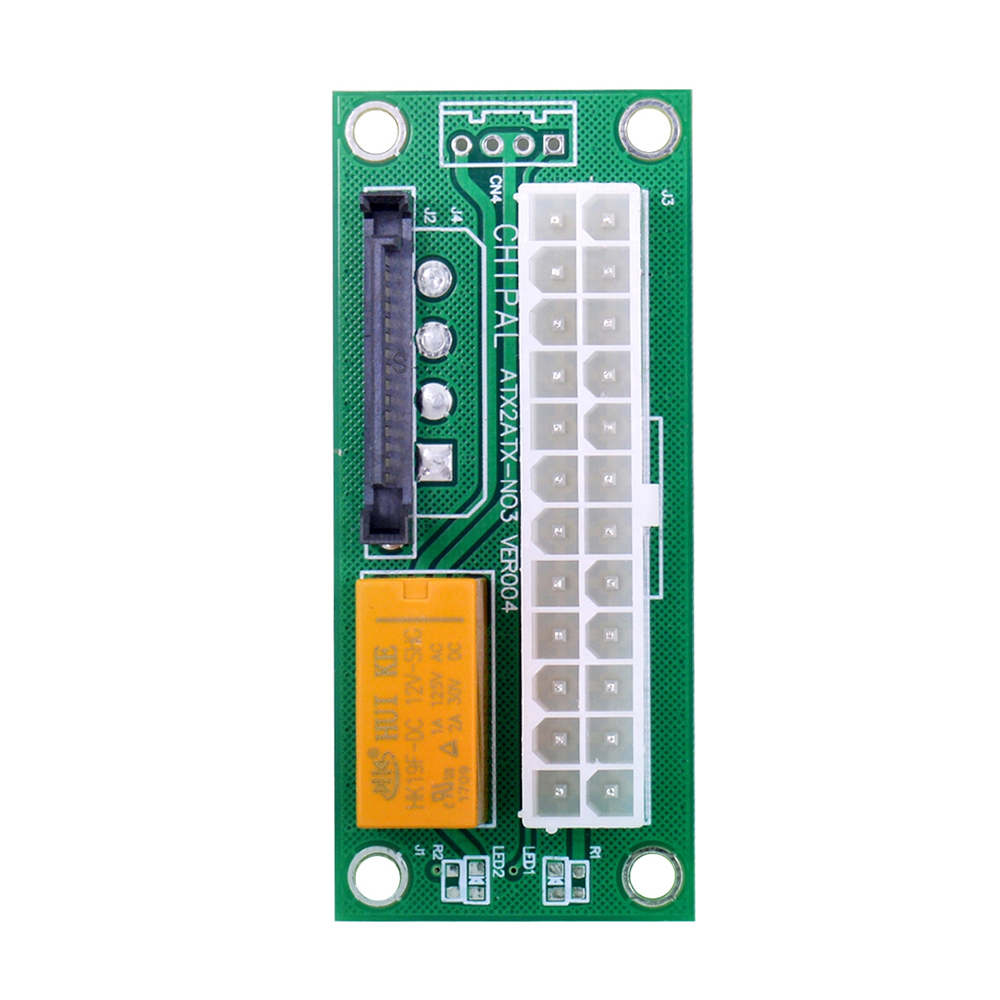 Dual PSU Adapter ATX 24Pin to SATA 4Pin Power Sync Starter Card ...