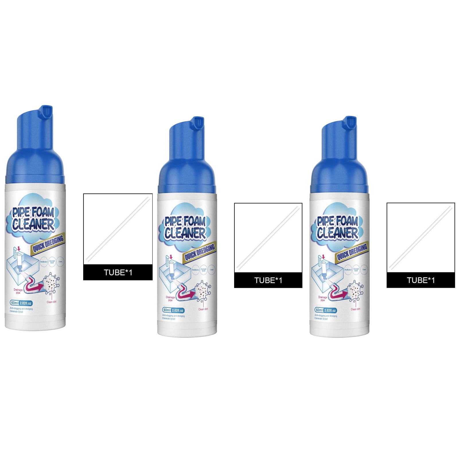 Dual Pack Drain Cleaner Foam - Powerful Pipe Unclogging Formula - Safe ...