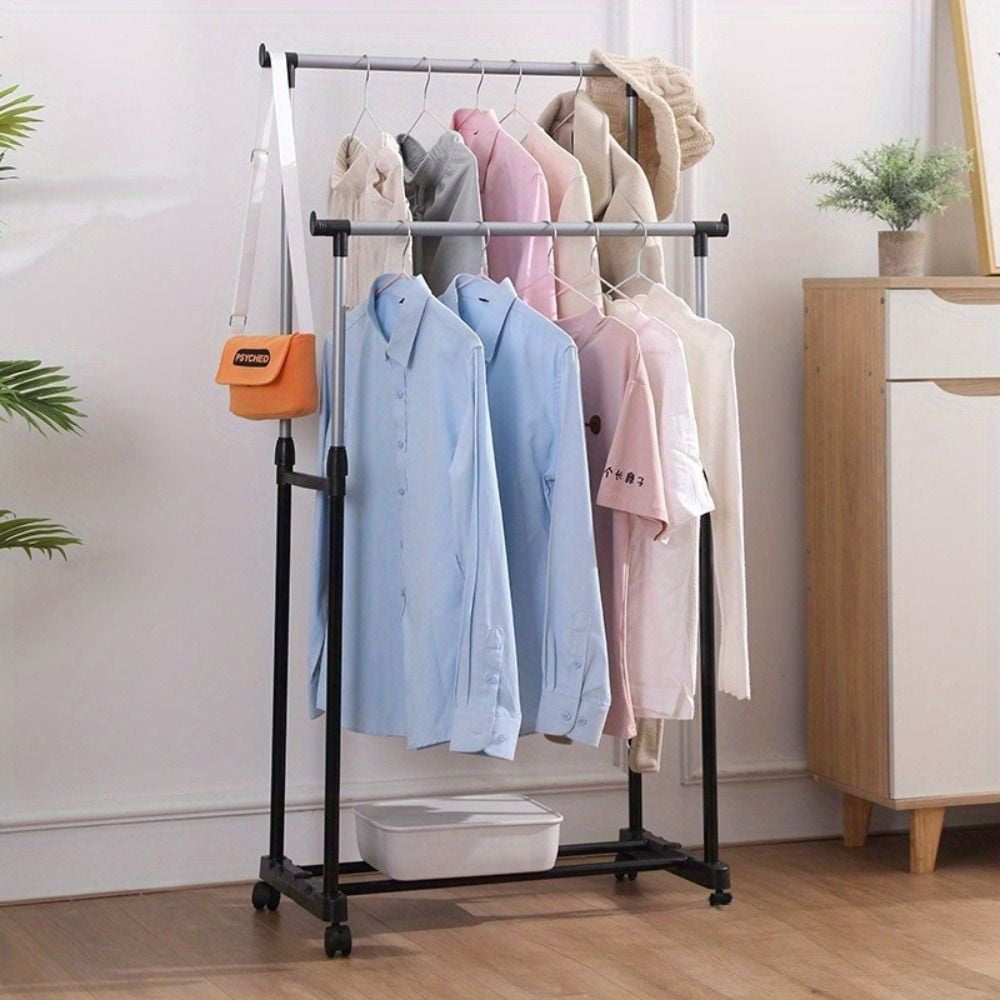 Dual - Pole Height - Adjustable Stainless Steel Hanging Rack for Indoor ...