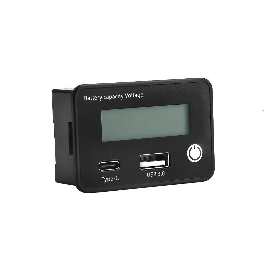Dual Port Battery Capacity Voltmeter Tester Lithium Voltage Meter Gauge ...