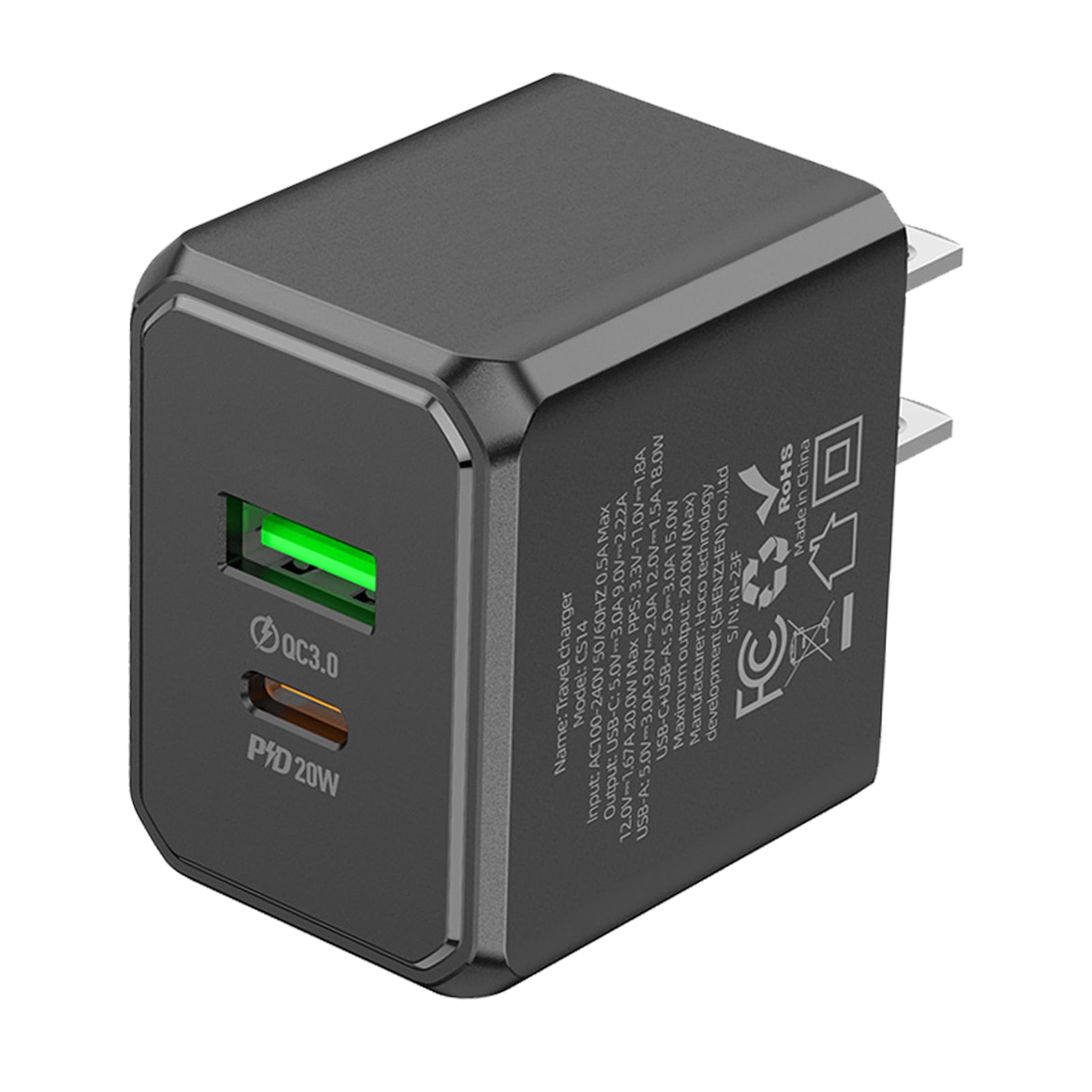 Dual Port Charger Block, PD 20W Dual Port Charging Adapter Head, QC 18W ...